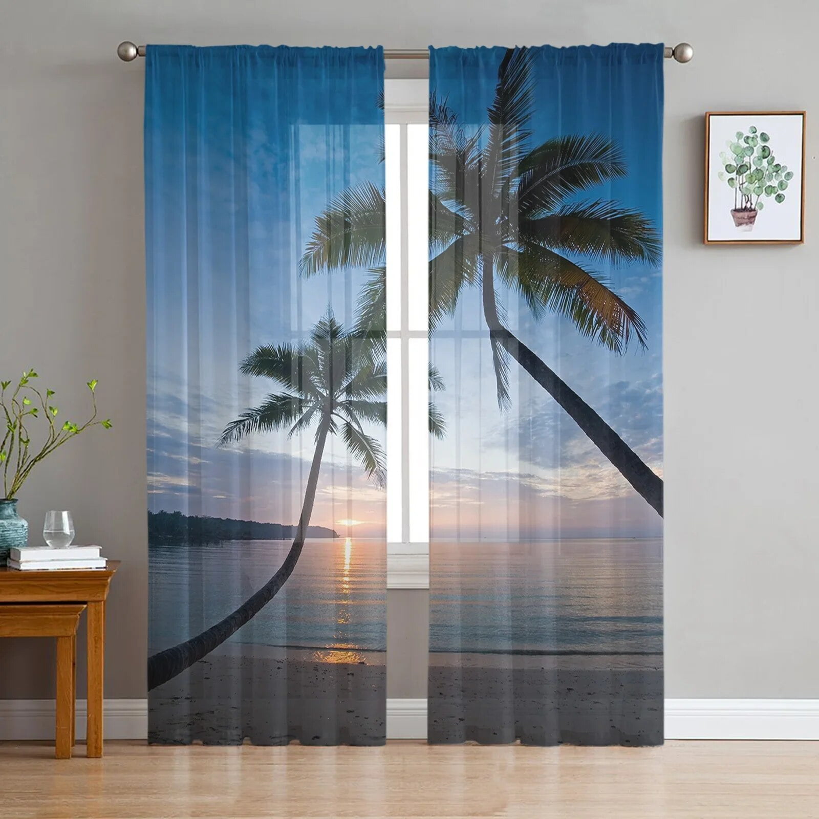 Bali Scenery Ocean Vacation Sheer Curtains Living Room Window Tulle ...