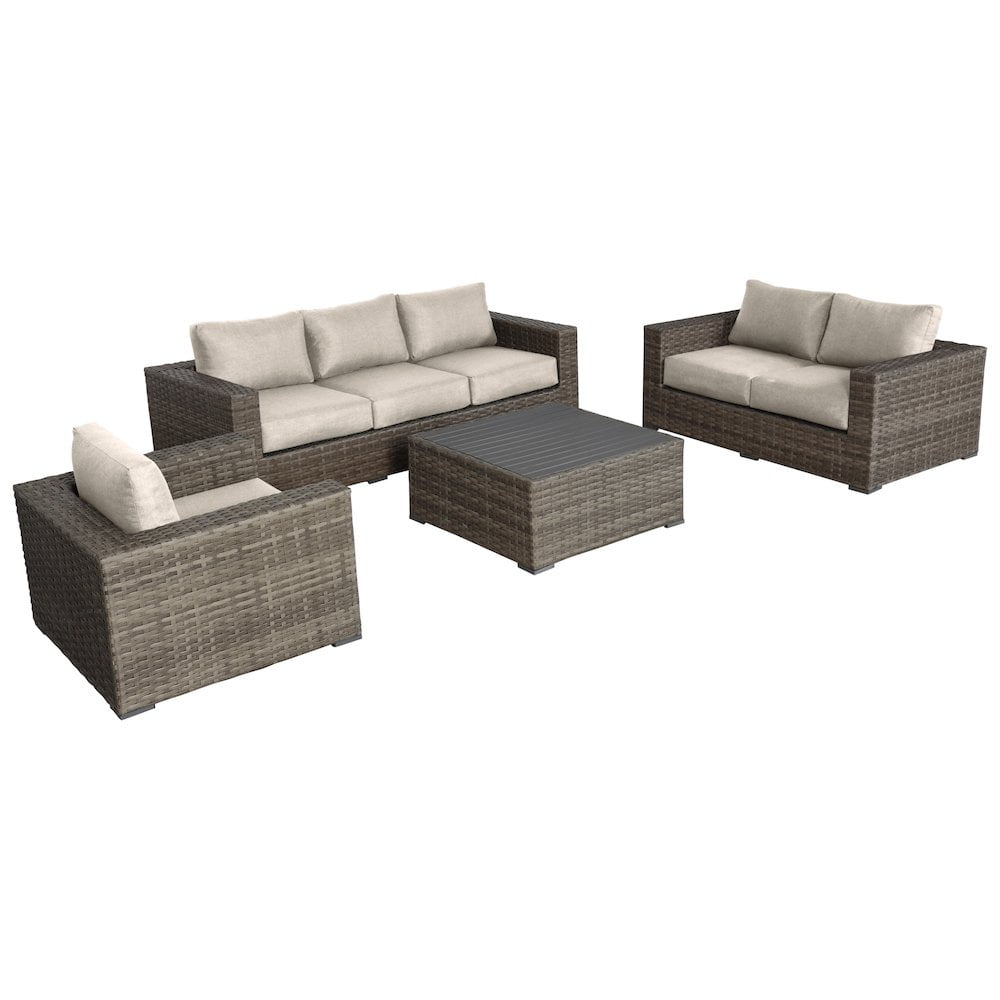 Bali Silver/Gray Two-Tone Wicker Deep Seating Set inLight Beige Cushion ...
