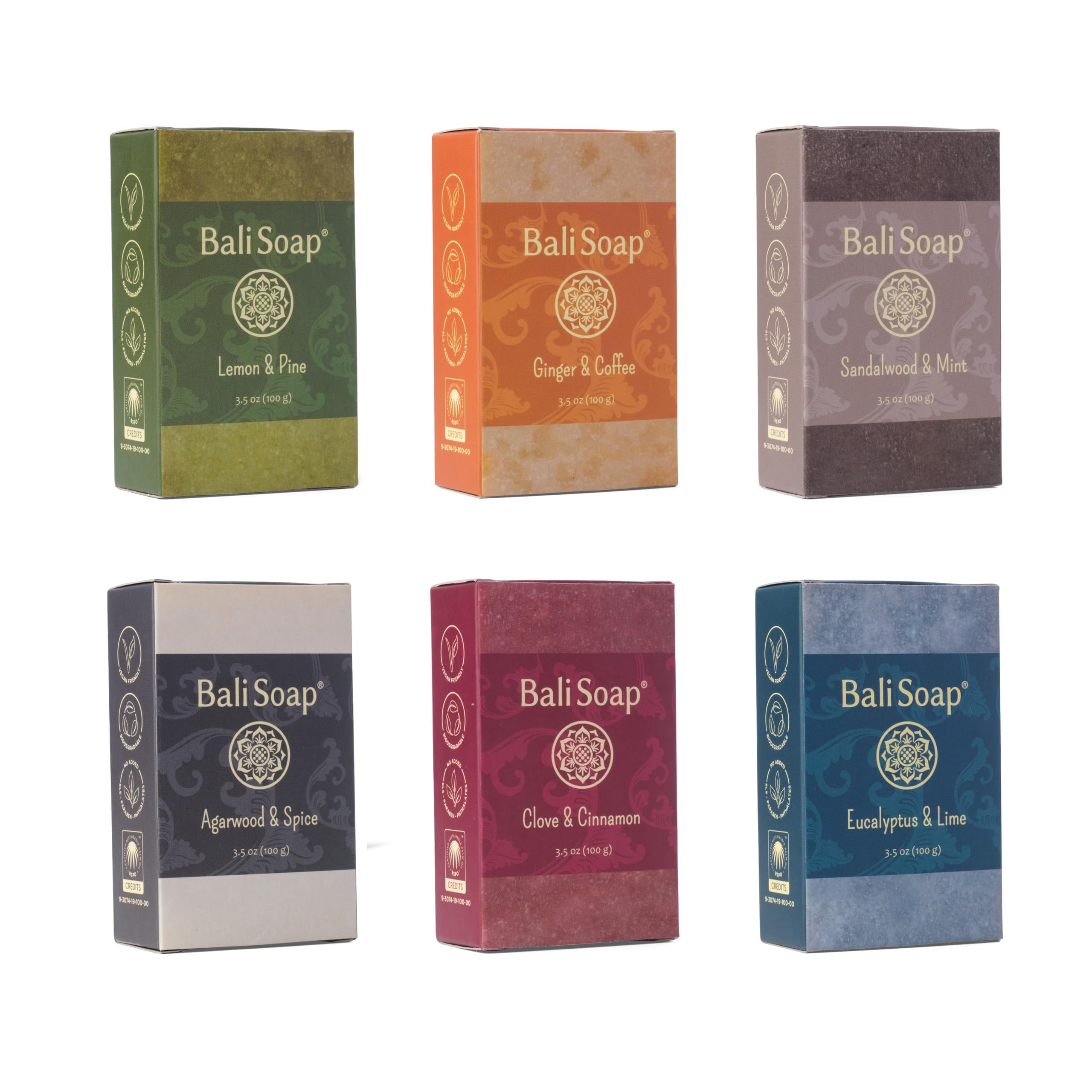 Bali Soap - Masculine DPF11 Collection Natural Soap Bar Gift Set, 6 pc Variety Pack, Lemon-Pine ...