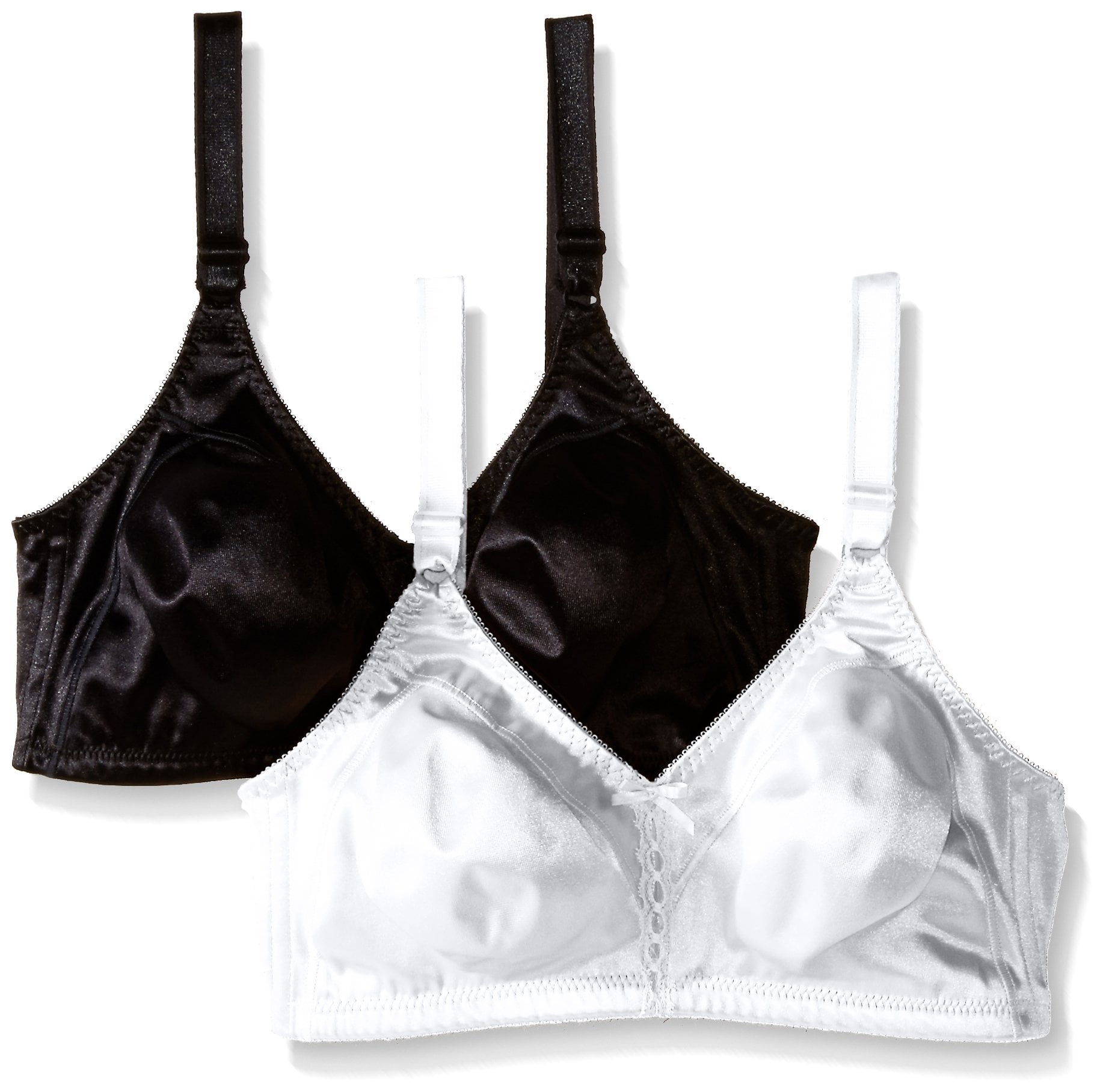 Bali Women's 2-Pack Double Support Wire-Free Bra, White/Black, 2 Pack ...