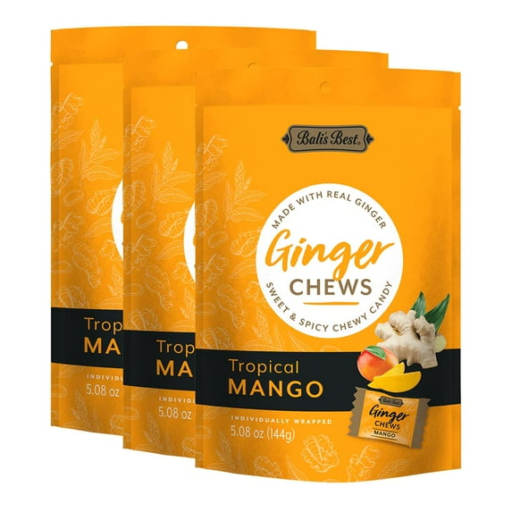 Bali's Best Ginger Chews, BCF26 Tropical Mango Flavor, 5.08 Oz (Pack of ...