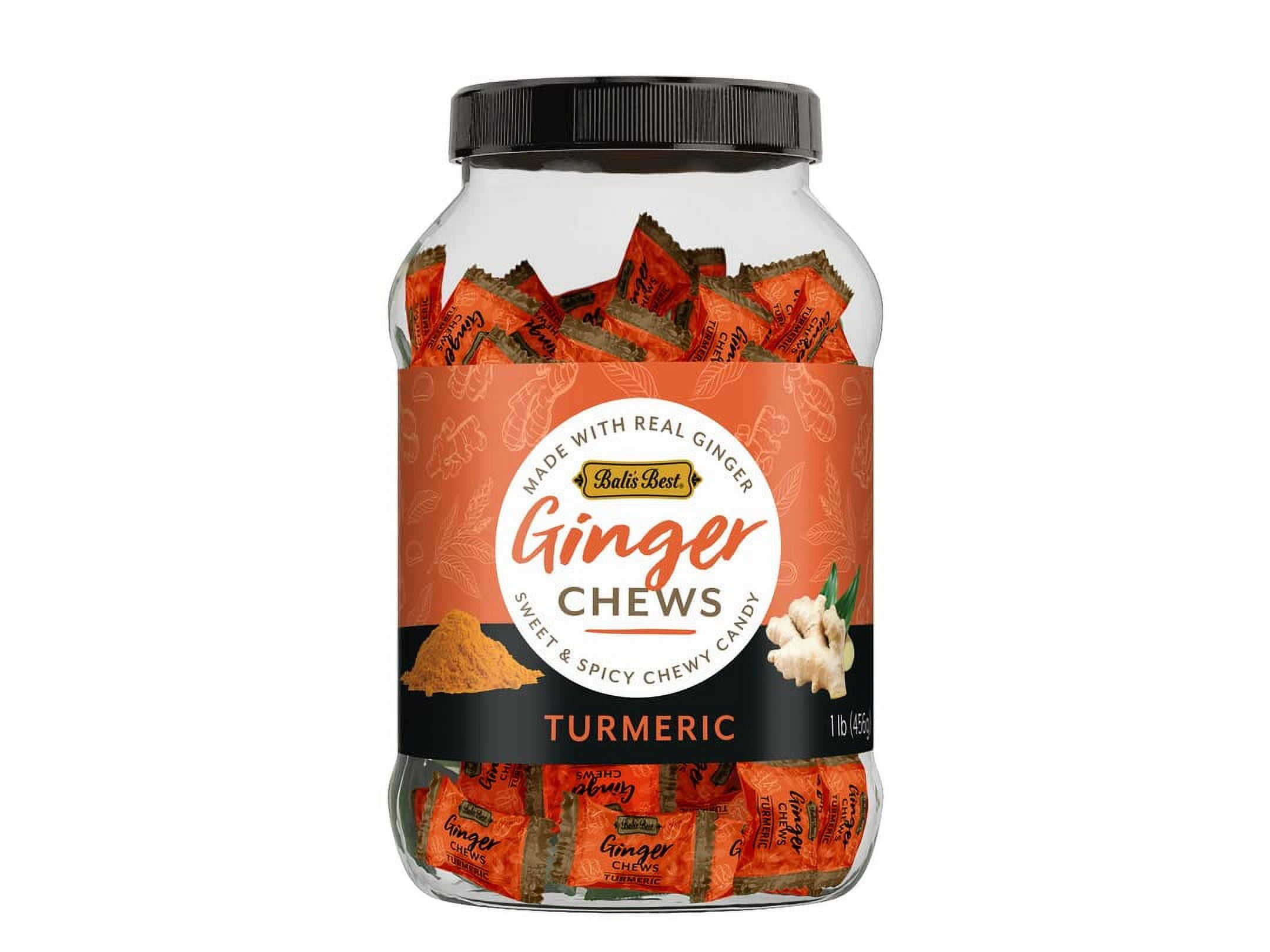 Bali's Best Ginger Chews - Soothing Turmeric Flavor (1lb Jar) 100% Real ...
