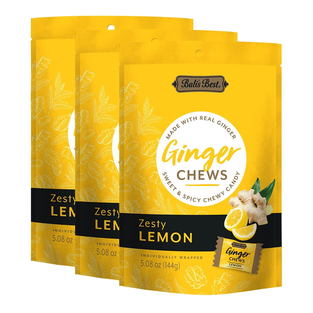 Bali's Best Ginger Chews - Zesty Lemon Flavor (3 Pack) 100% Real Ginger ...