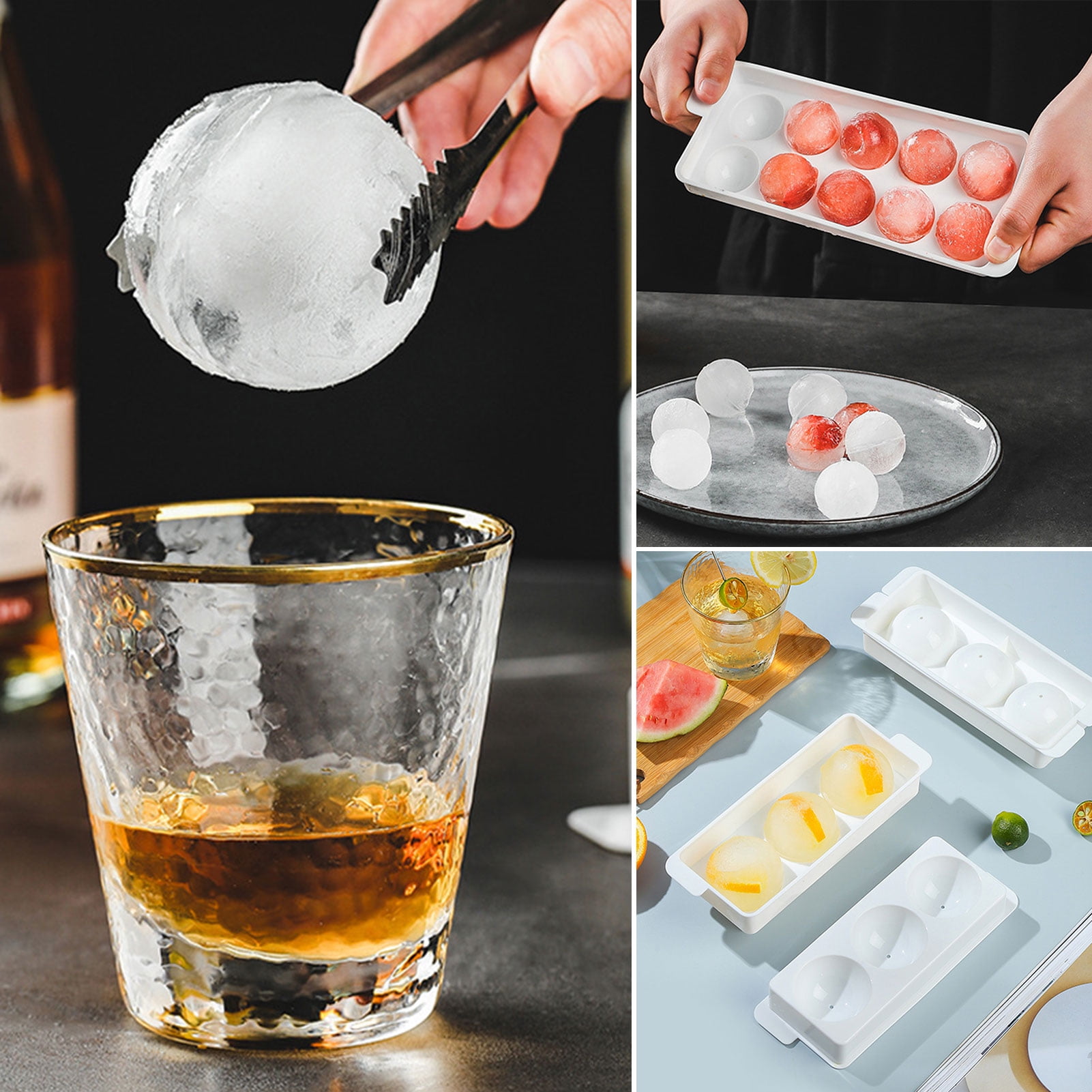 Balieda 10 Grids Large Ice Cube Tray, Whiskey Ice Mold, Sphere Ice Cube ...