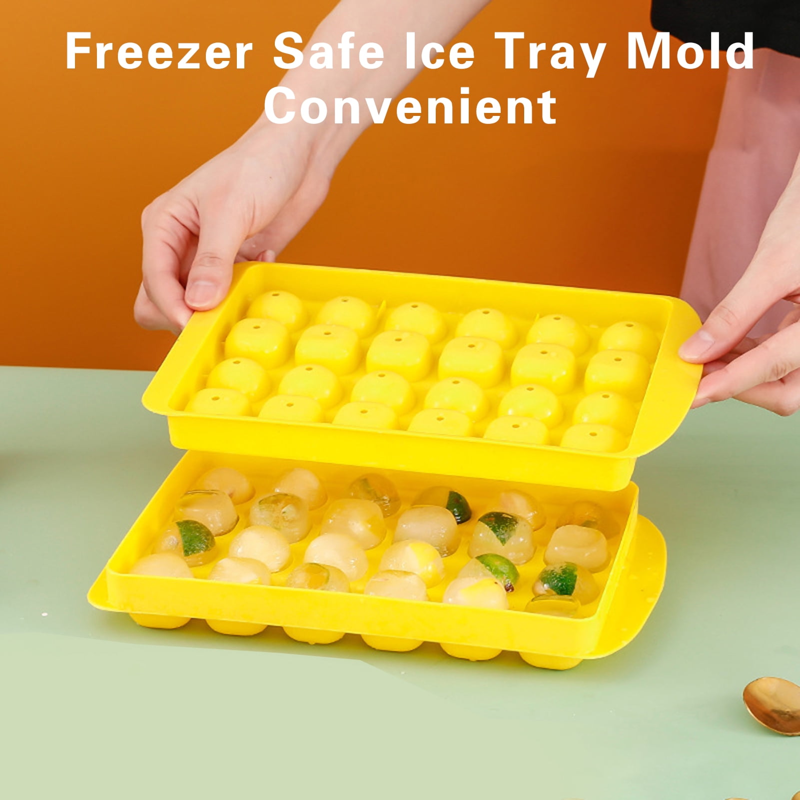 Balieda 24 Grids Ice Cube Tray with Lid, Stackable Ice Cube Trays for ...