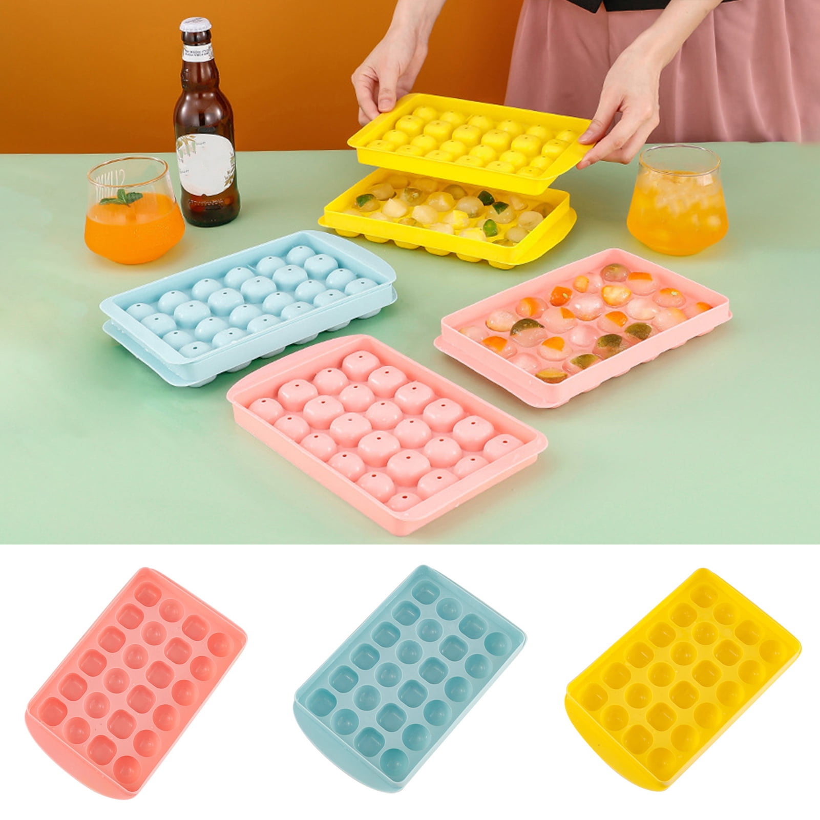 Balieda 24 Grids Ice Cube Tray with Lid, Stackable Ice Cube Trays for ...