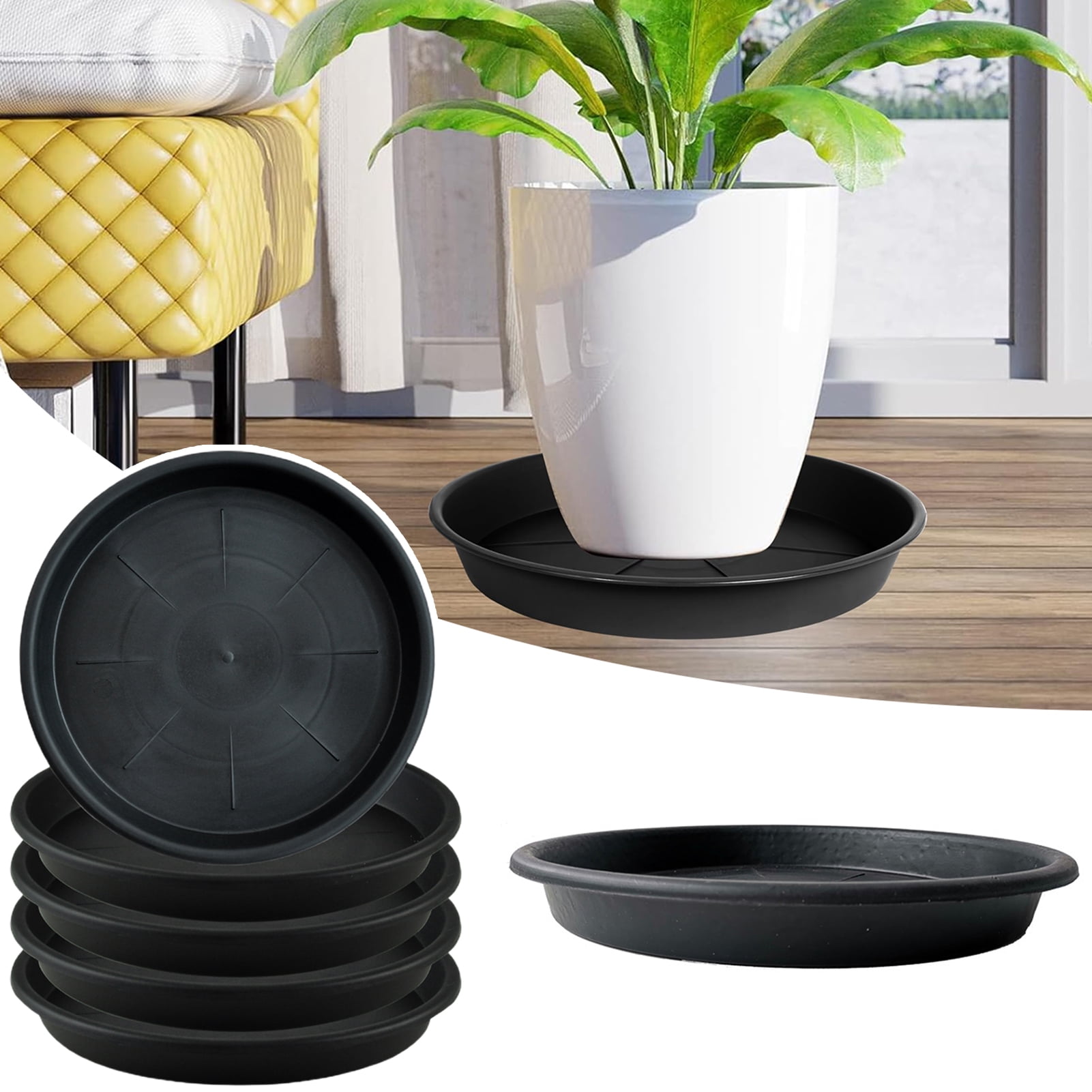 Balieda 5Pcs Plant Saucer Round Plant Tray Black Plastic Plant Saucer ...