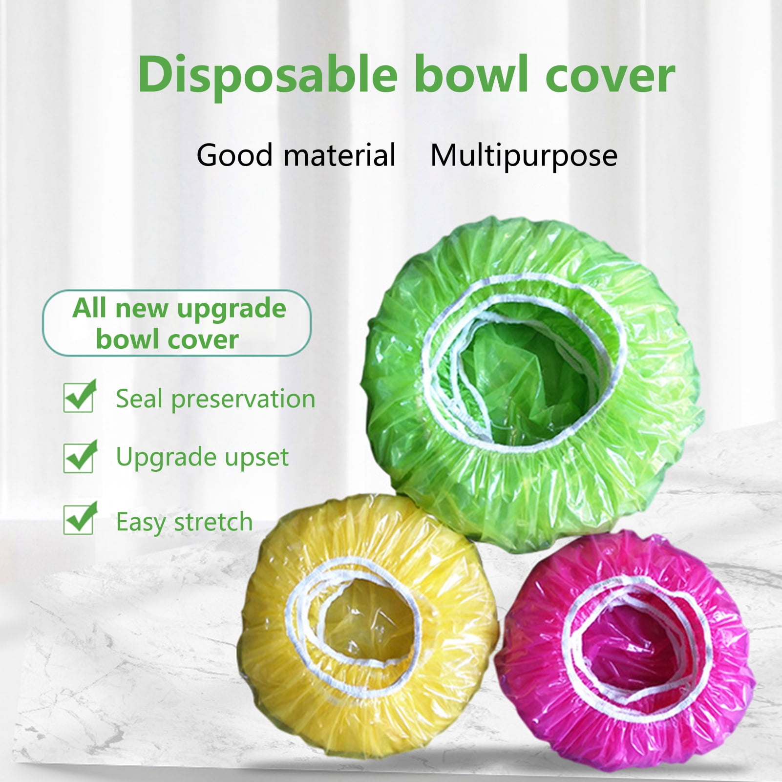 Balieda 60PCS 3 Size Elastic Food Storage Covers Reusable Stretch ...