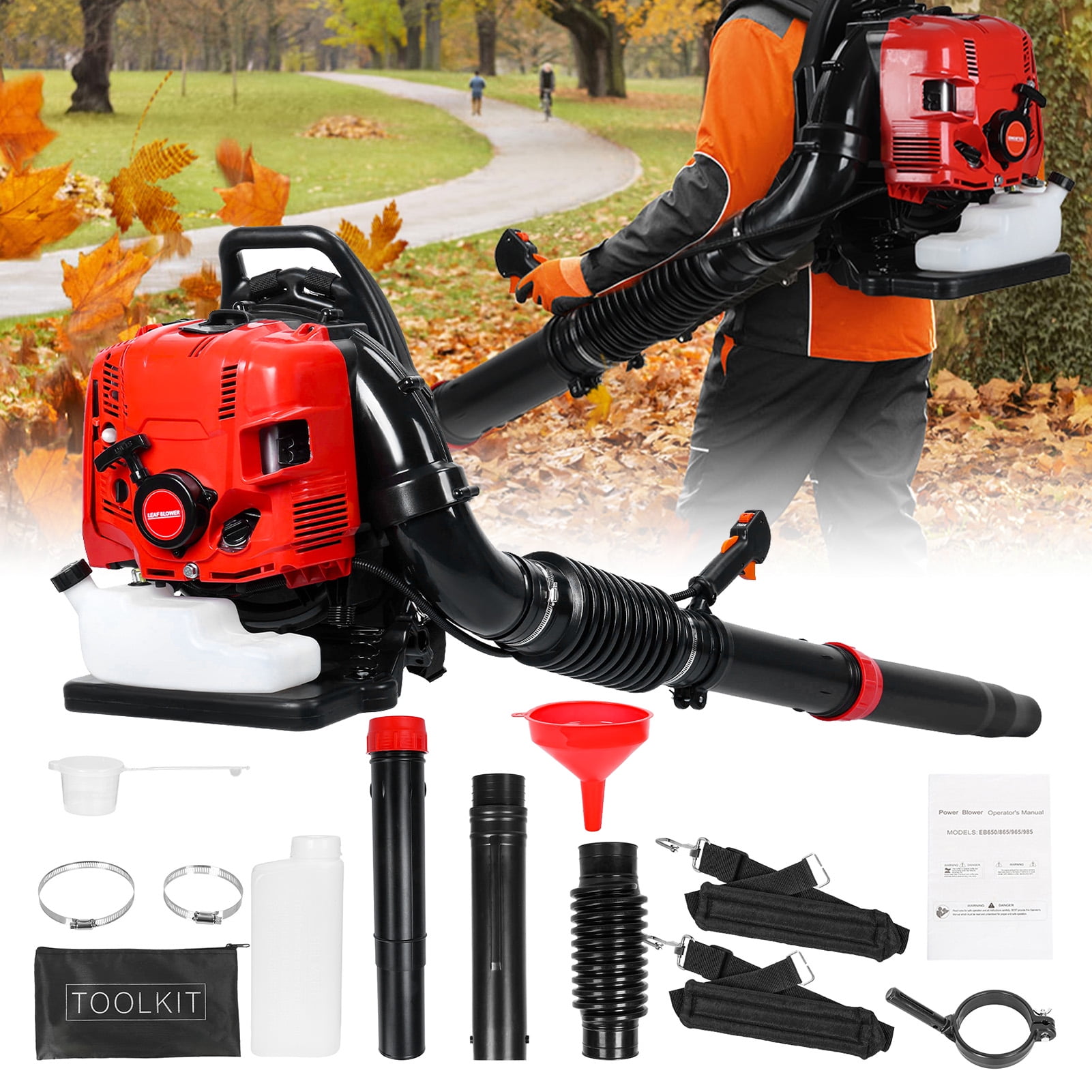Balieda 75.6CC 4-Stroke Backpack Gas Leaf Blower, Snow Blower with ...