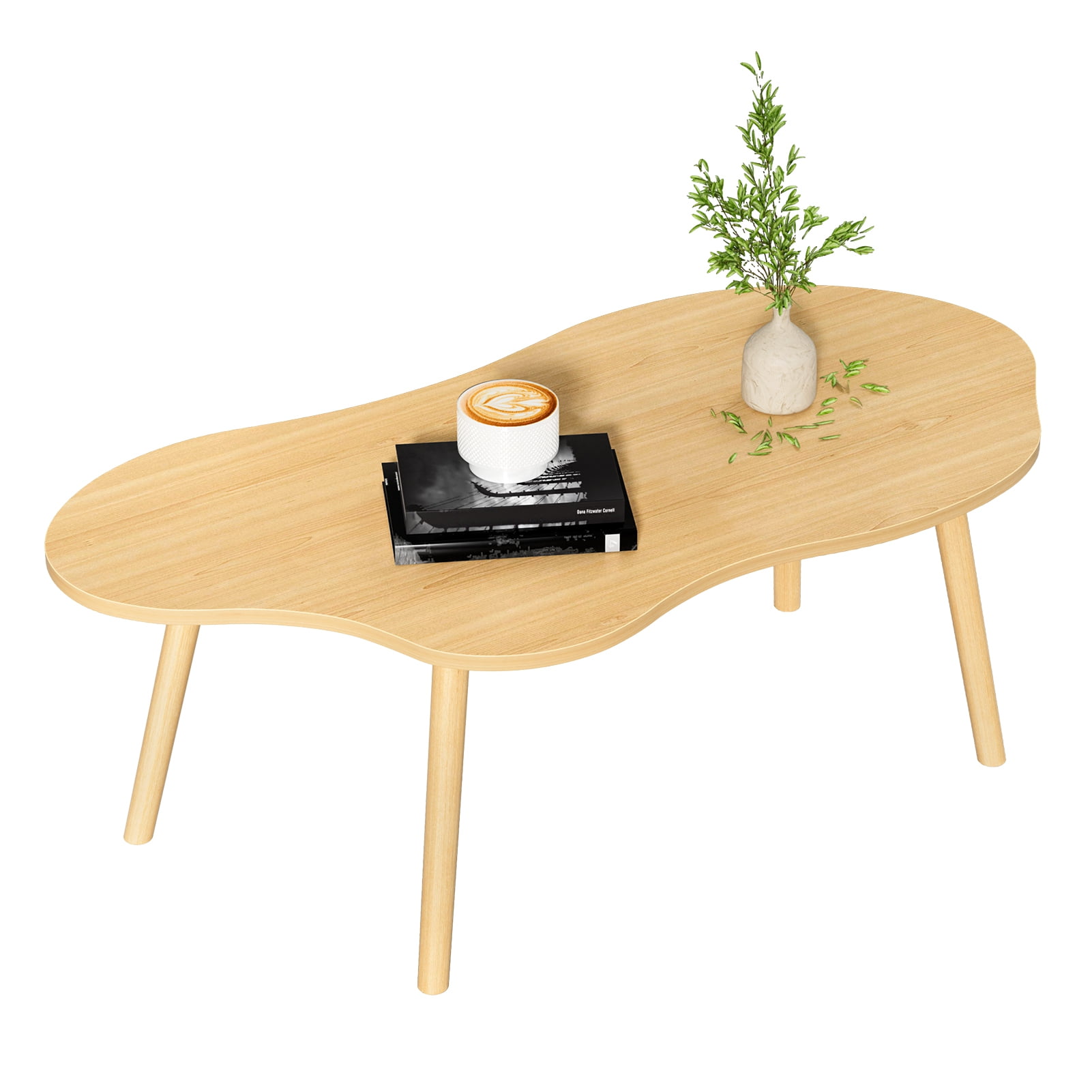 Balieda Cloud-Shaped Small Coffee Tables - Mid Century Modern Wood Tea ...