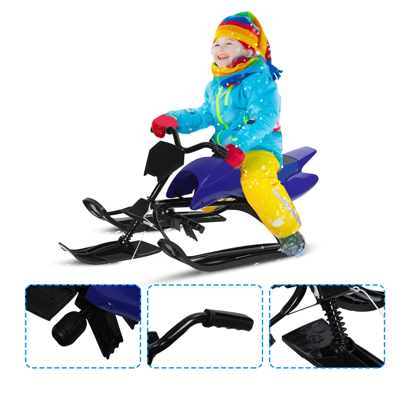 Balieda Kids Sleds for Snow, Snow Sled with Foot Brake and Direction ...