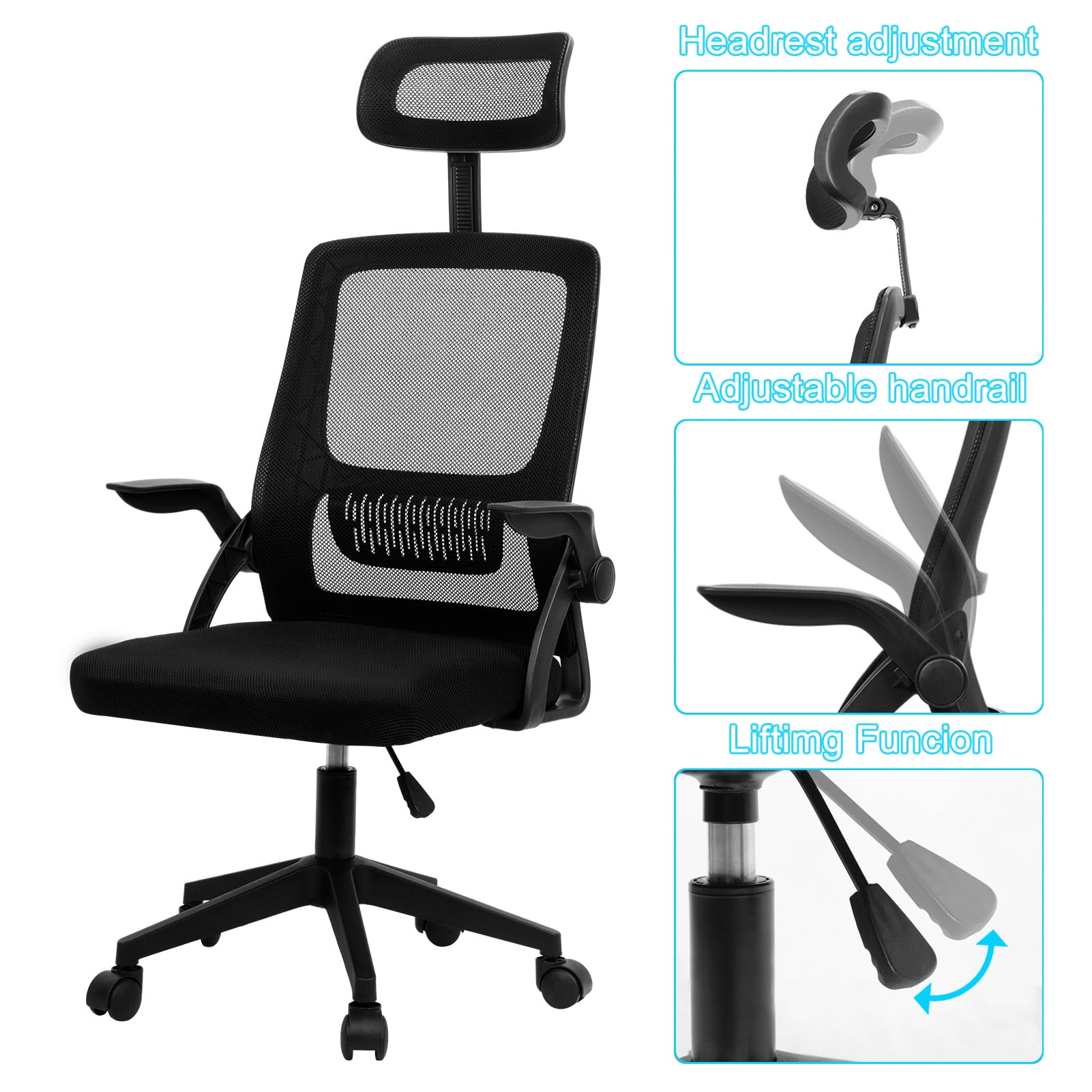 Balieda Office Computer Chair, Ergonomic High-Back Mesh Rolling Work ...