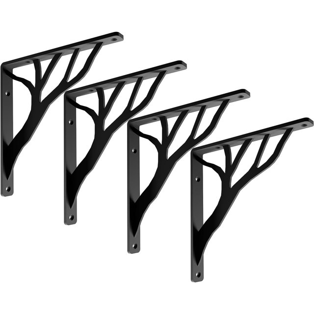 Rustic Tree Shelf L Brackets by Balin Designs (Black) for 10"-12 ...