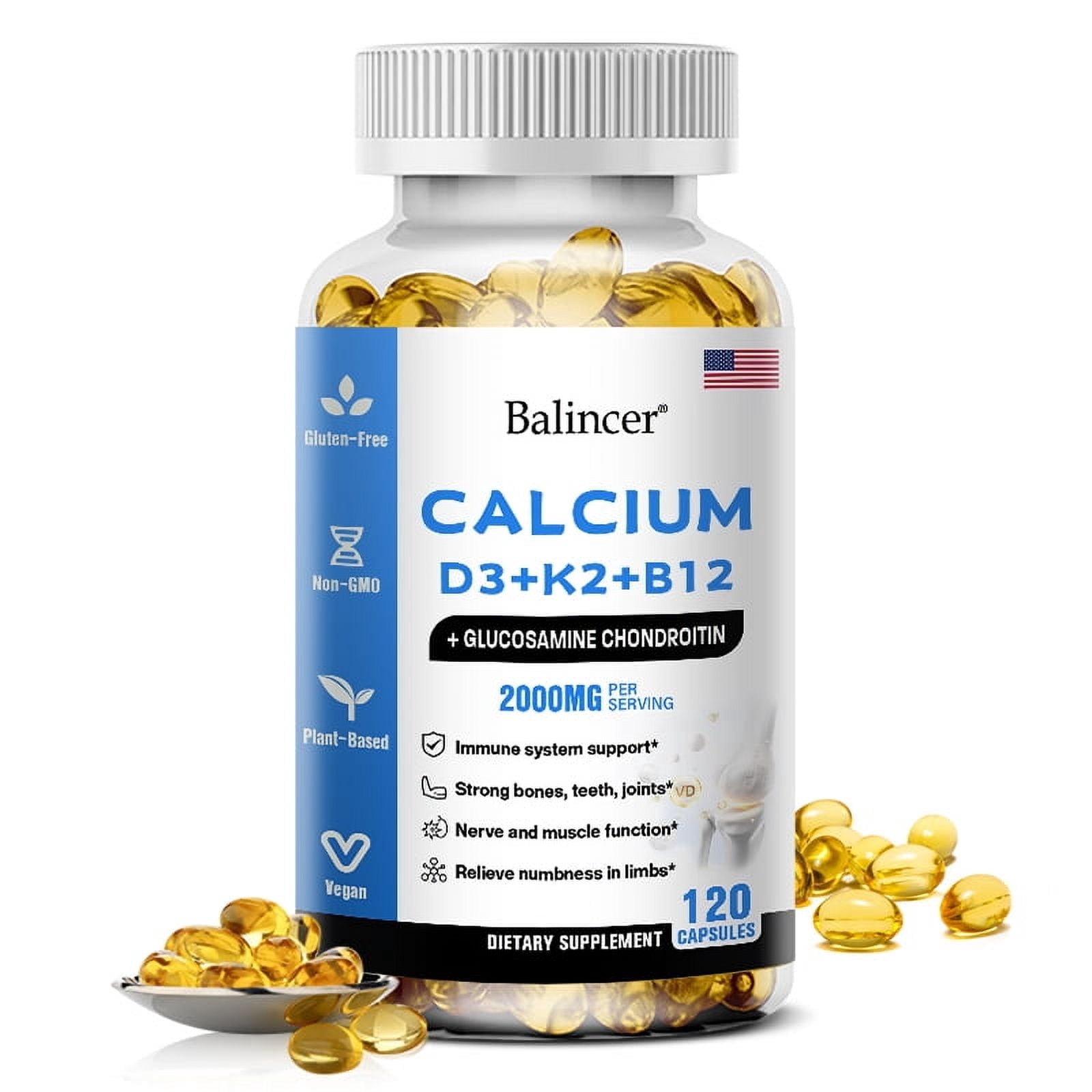Balincer Calcium & Vitamin D3 Supplement, with Calcium D3+K2+B12 ...