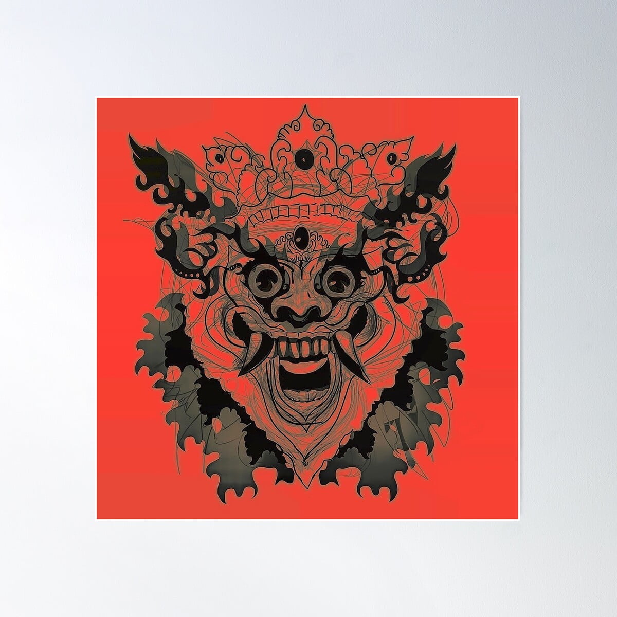 Balinese Barong Poster Wall Art, Modern Wall Decor For Living Room ...