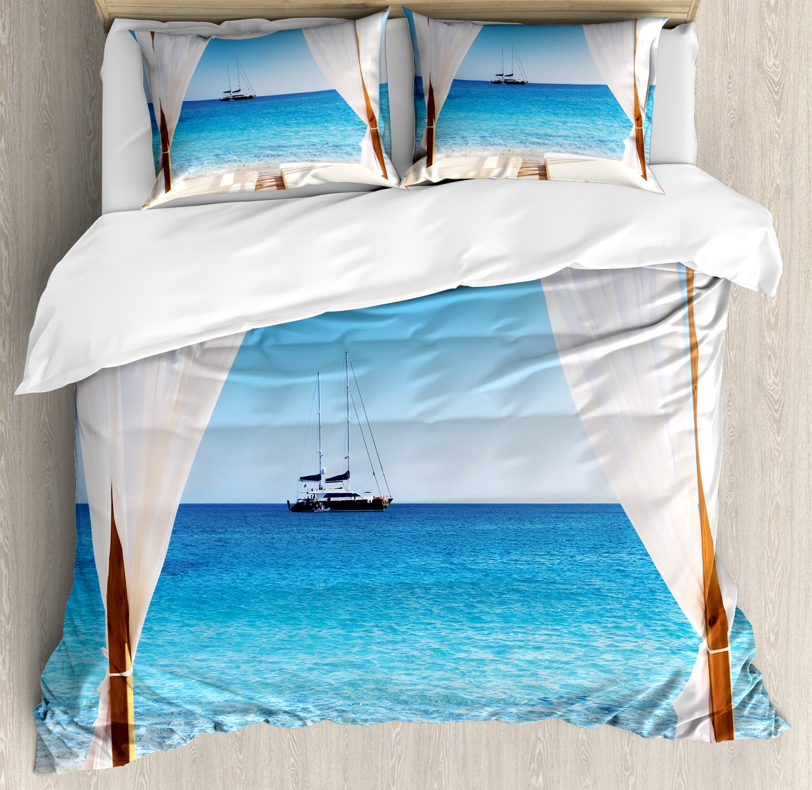 Balinese Duvet Cover Set, Beach Through Balinese Bed Summer Sunshine ...