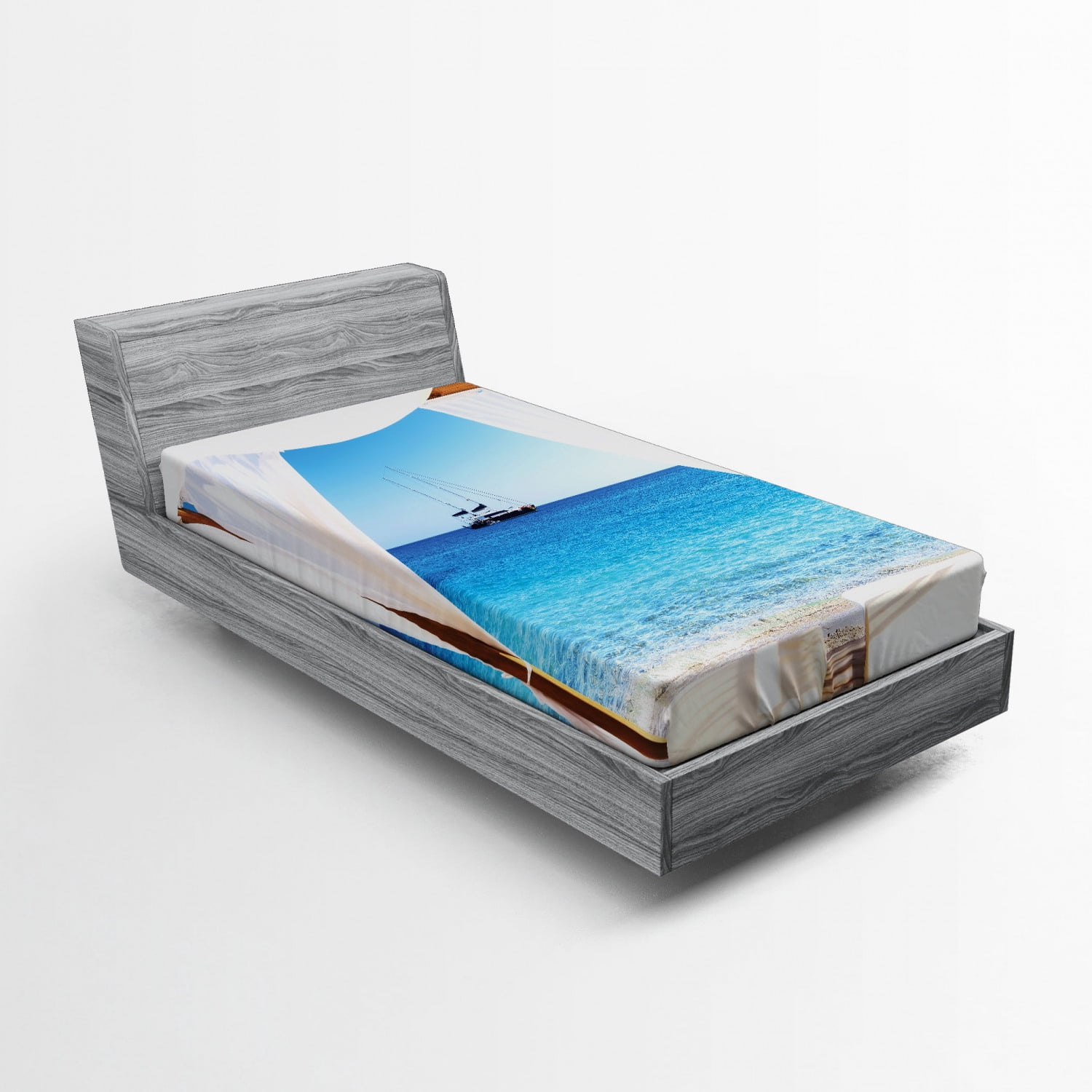 Balinese Fitted Sheet, Beach Through Balinese Bed Summer Sunshine Clear ...
