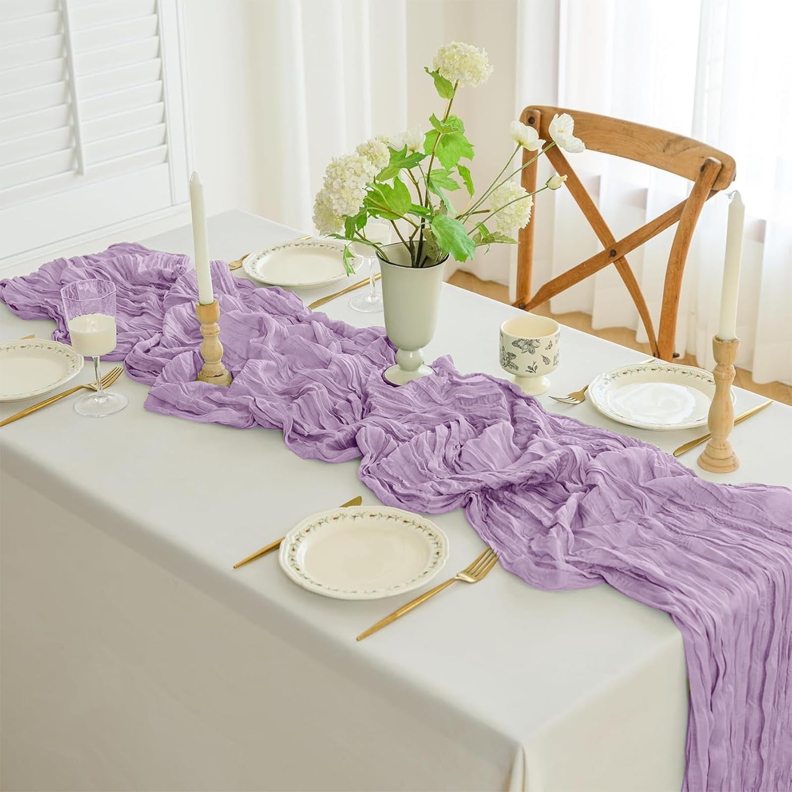 Balinese Gauze Crepe Table Flags & Tablecloths - 90x180cm Pleated Gauze ...