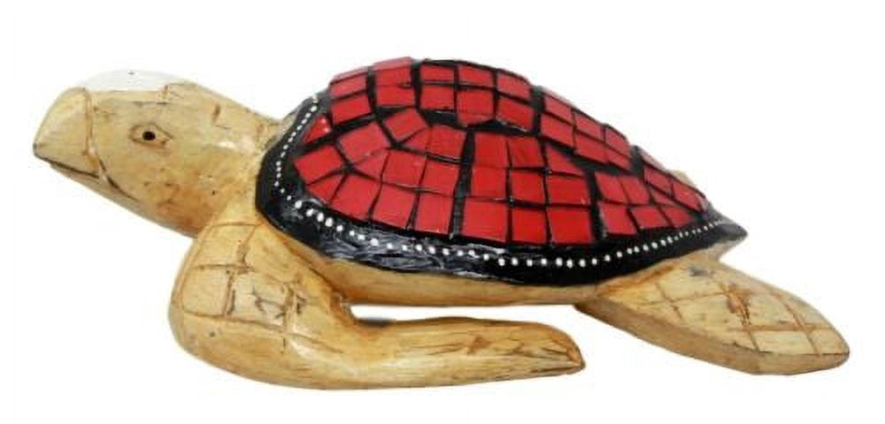 Balinese Wood Handicrafts Ocean Turtle With Painted Glass Shell ...