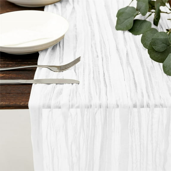 Balinese Yarn Crepe Decorative Table Runner (90*180Cm) White A Mini ...