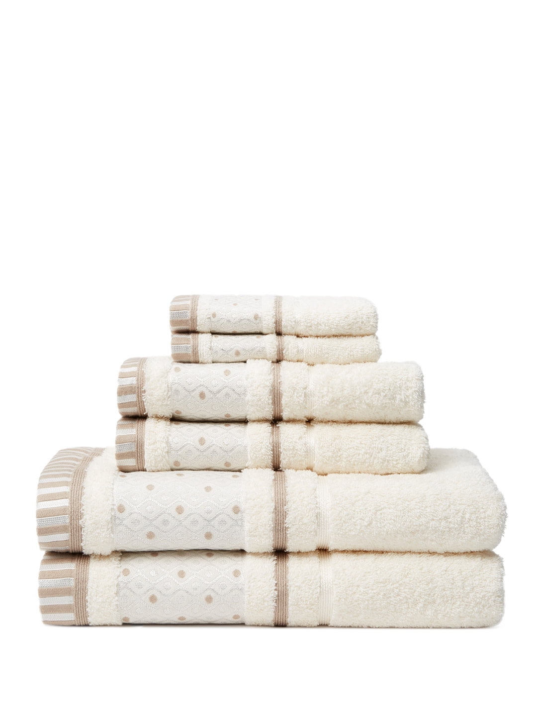 Balio 6-Piece 100% Cotton Towel Set - 600 GSM - Creme Color - Walmart.com