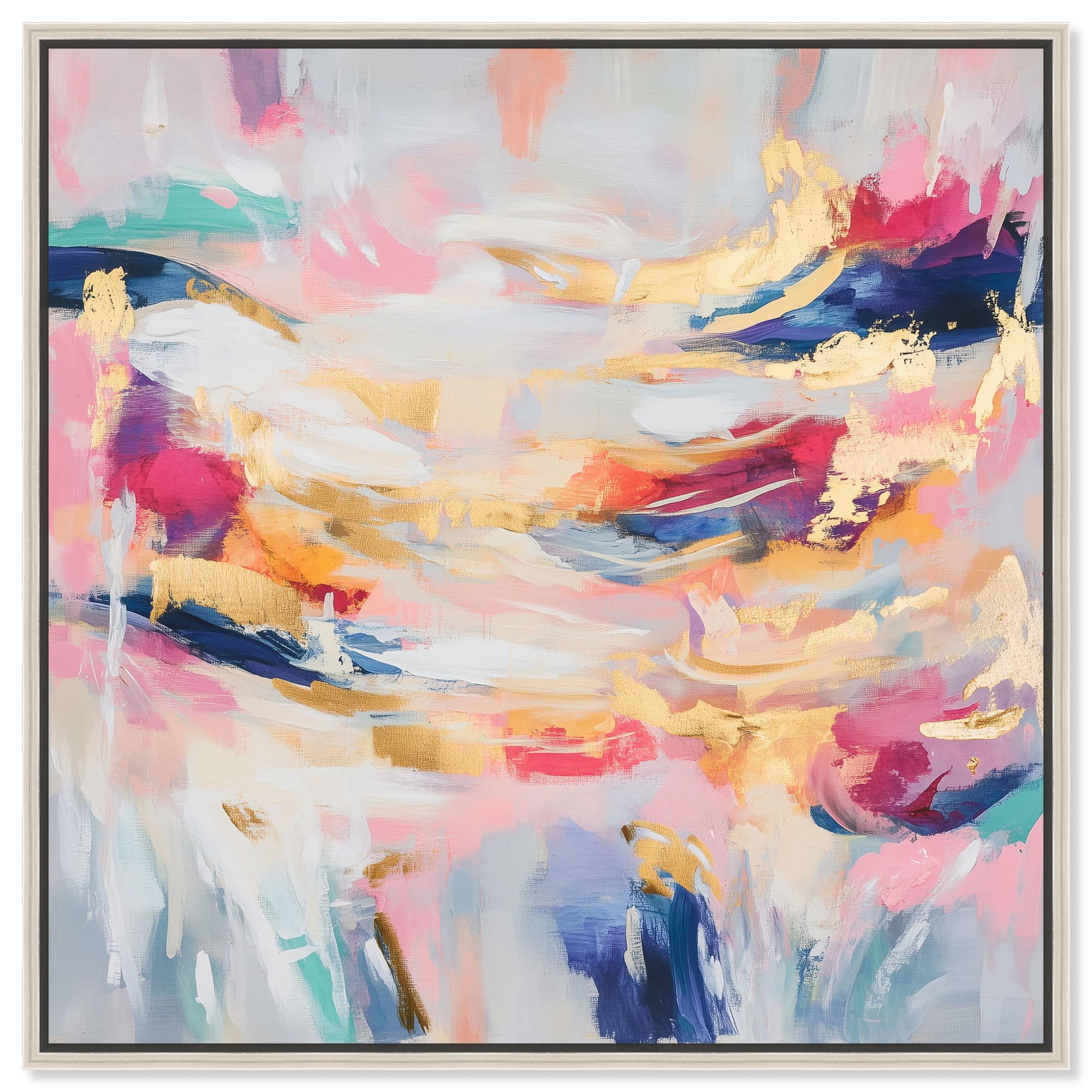 Balipink I Canvas Colorful Spring Art by Art Remedy, Silver Frame, 24 x ...