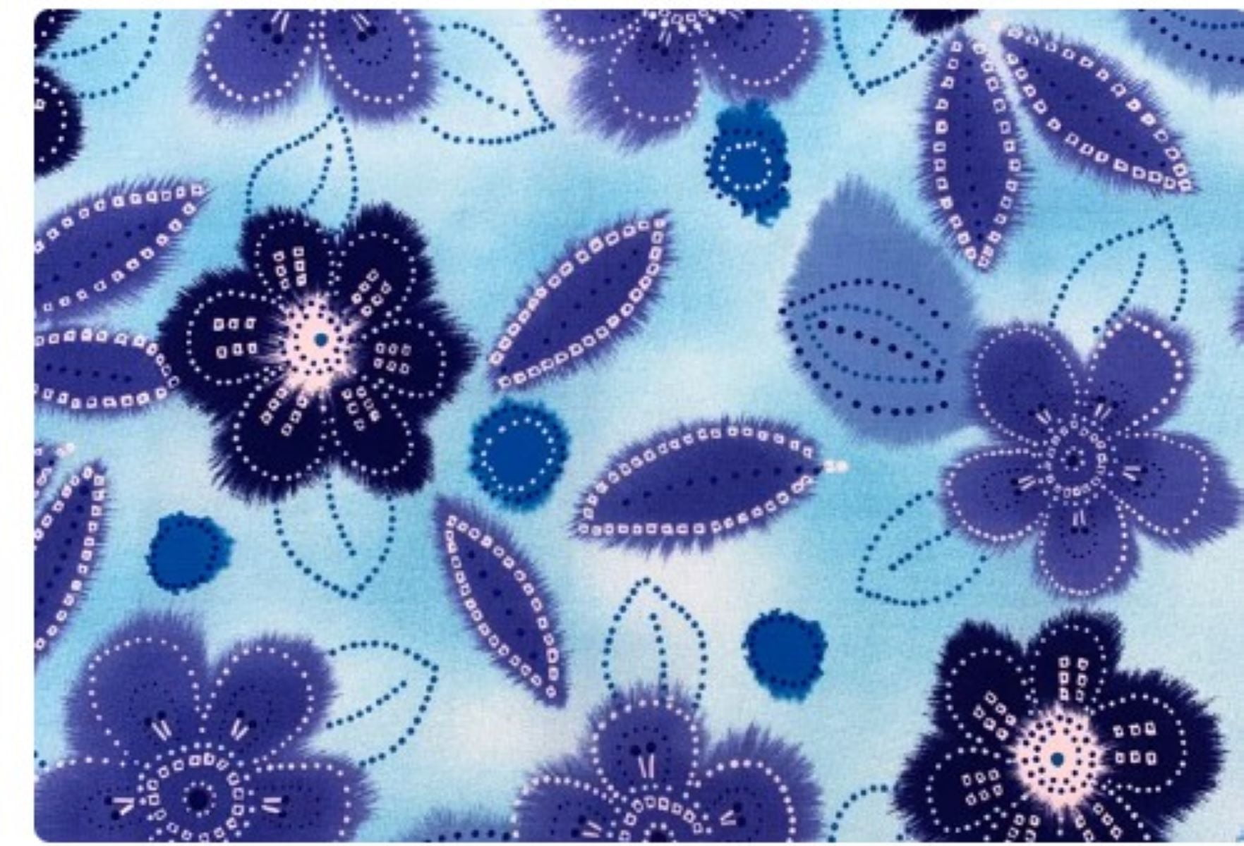 Balique Azure Blue Indigo Floral Cotton Fabric by Michael Miller ...