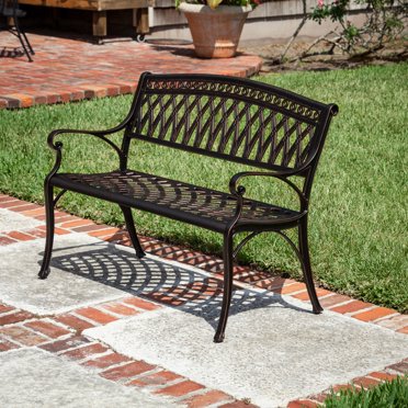 GDF Studio Stassi Outdoor Traditional Cast Aluminum Bench, Bronze ...