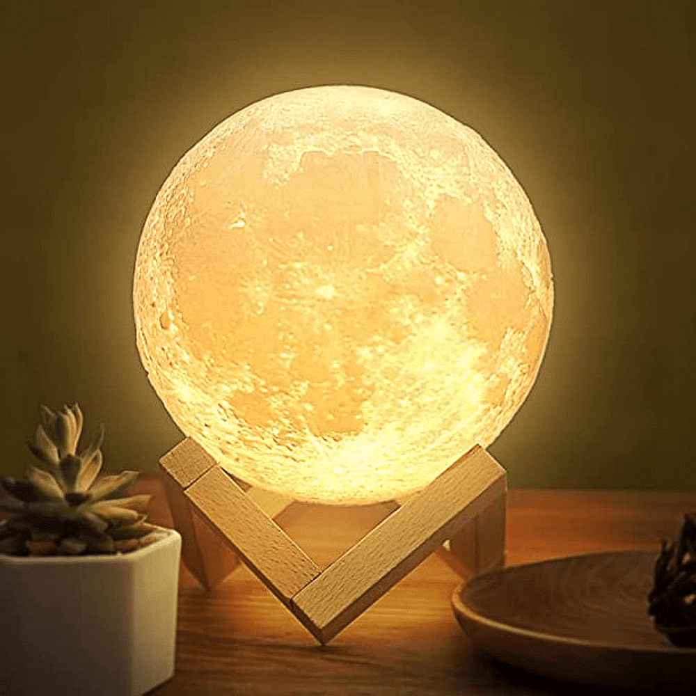 Balkwan 4.7 inches 3D Moon Lamp, Dimmable, Touch Control, Rechargeable ...