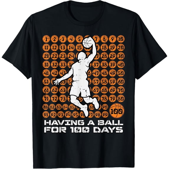Having Ball 100 Days of School Basketball 100th Day Boy Kids T-Shirt ...