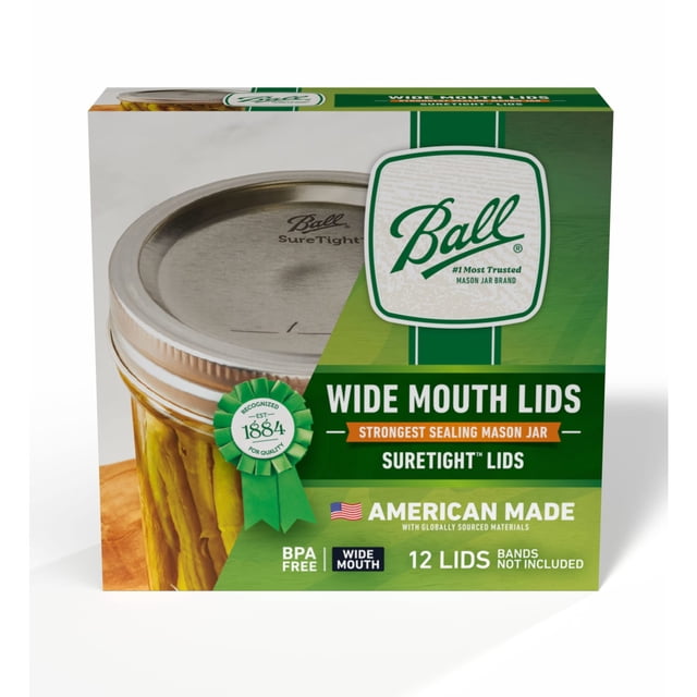 Ball Wide Mouth Mason Jar Sealing Lids, 12 Count, BPA-Free, Bands Not ...