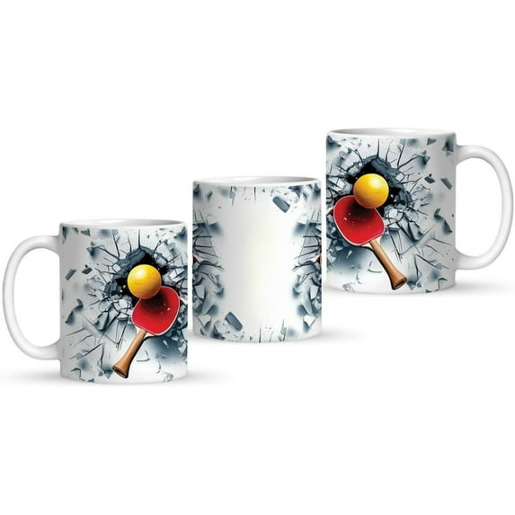 Ball with 3D Cracked Wall Ceramic Mug, Ball Player Coffee Cup ...