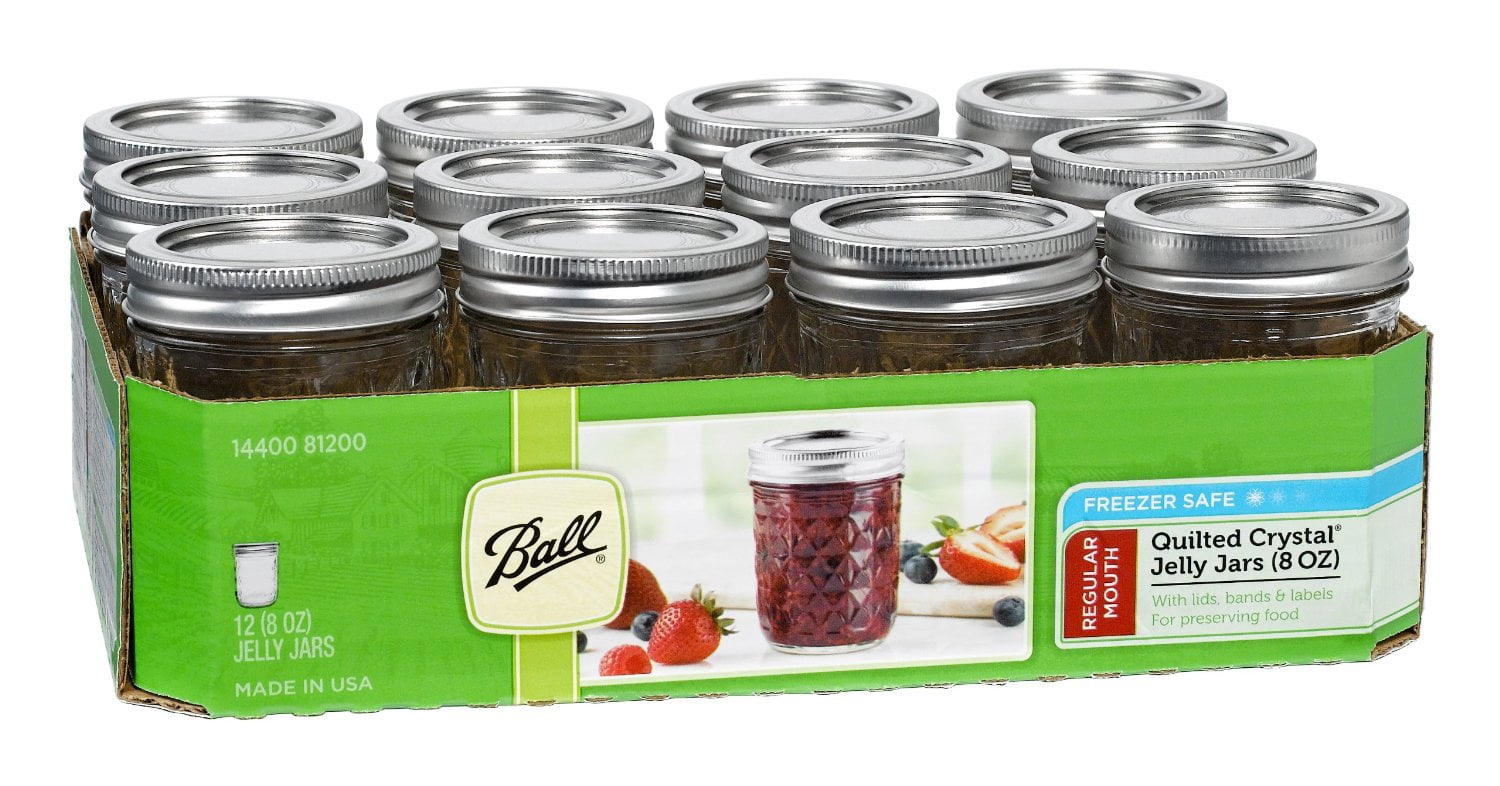 Ball 67099 Glass Mason Jar w/Lid & Band, Regular Mouth, 16 Ounces, 12 ...