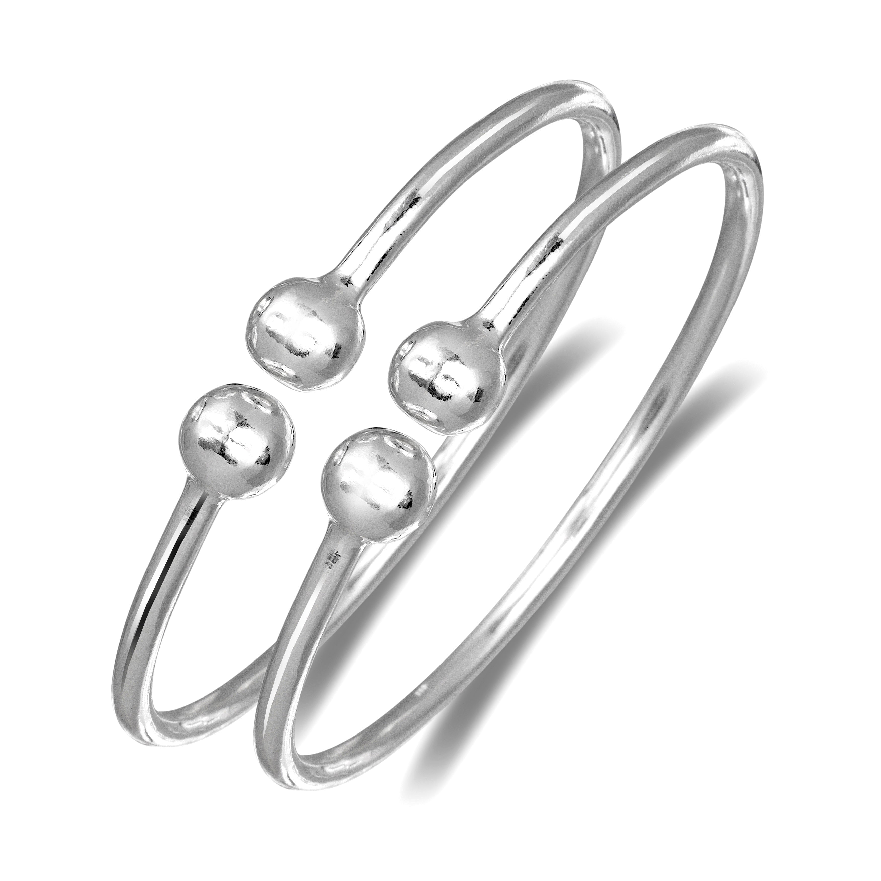 Ball .925 Sterling Silver Plain West Indian Bangles, 1 pair - Walmart.com