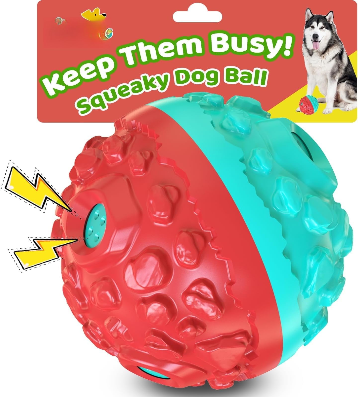 Ball for Aggressive Chewers - Interactive Giggle Balls Fun Squeaky ...