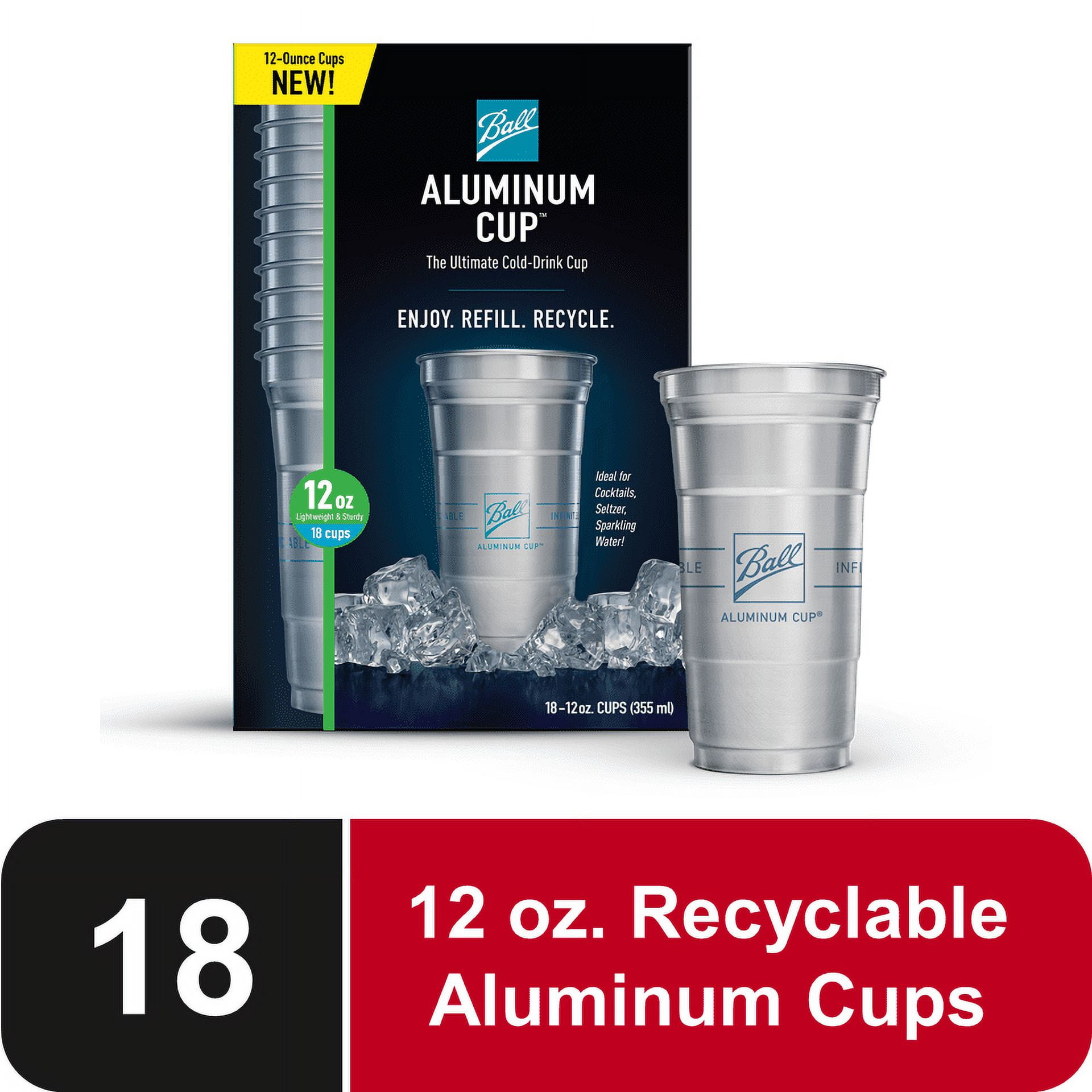 Ball Aluminum 12oz Recyclable Cold-Drink Cups for Party & Kitchen Use ...