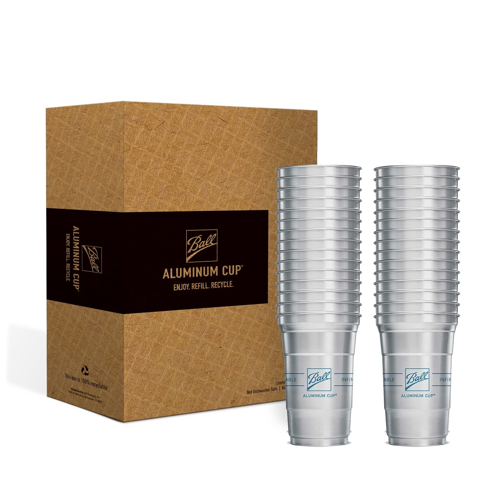 Ball Aluminum Cup Recyclable AIF9 Party Cups, Ball Logo, 20oz. Cup, 30 ...