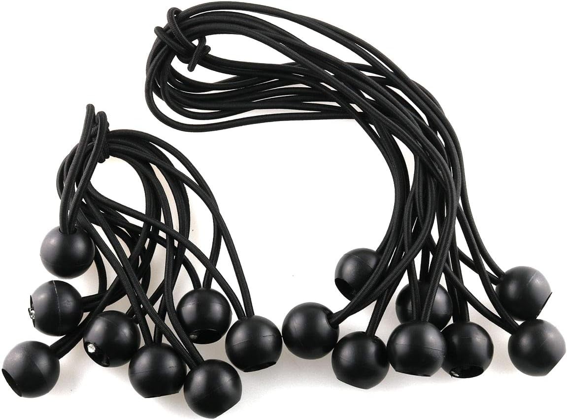 Ball Bungee Cord 16PCS 2Sizes Black Elastic String Canopy Tarp Tie Down ...