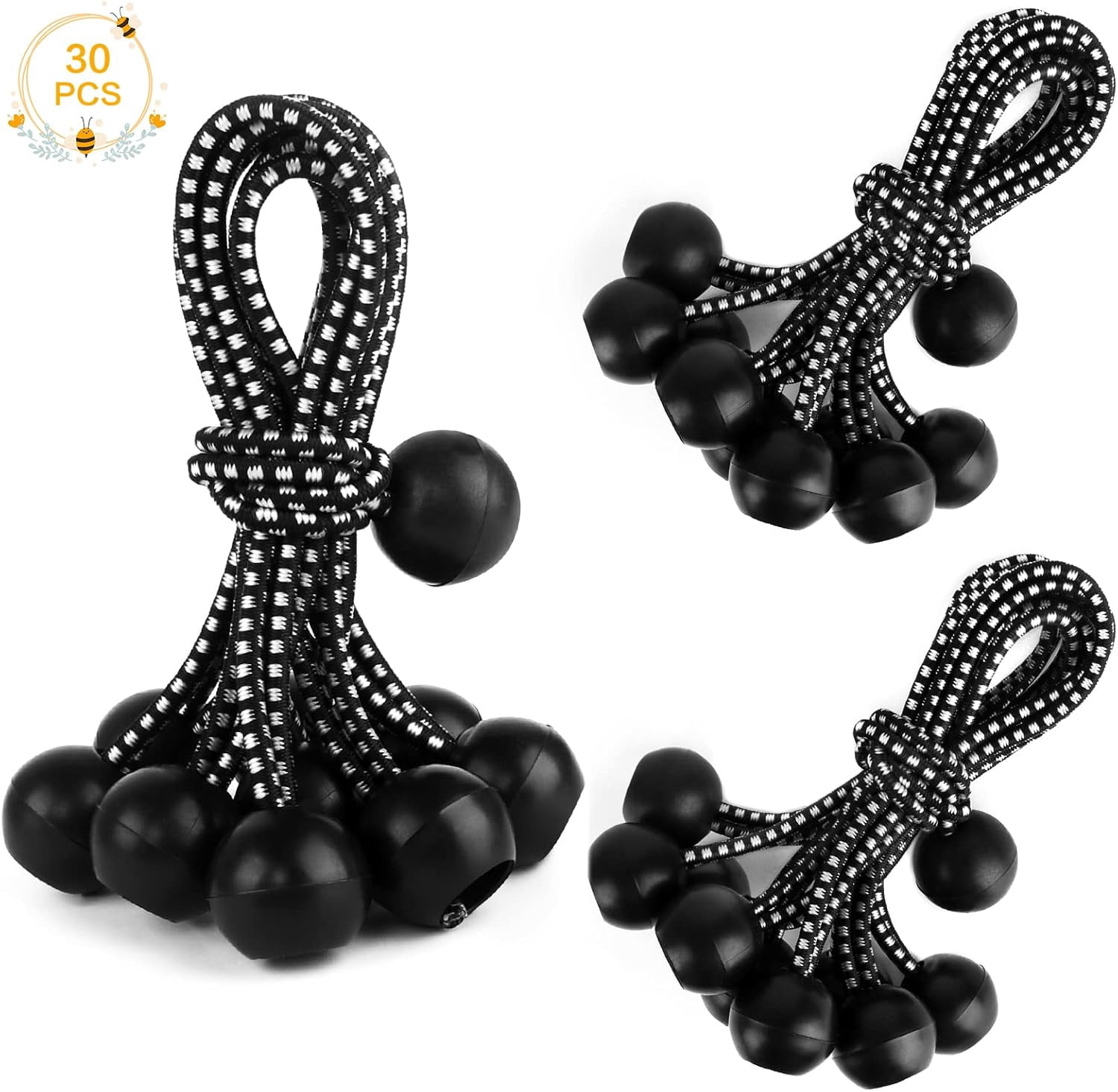 Ball Bungee Cord, Heavy Duty & High Elasticity Elastic Rubber & PP Plastic Ties, Perfect for ...