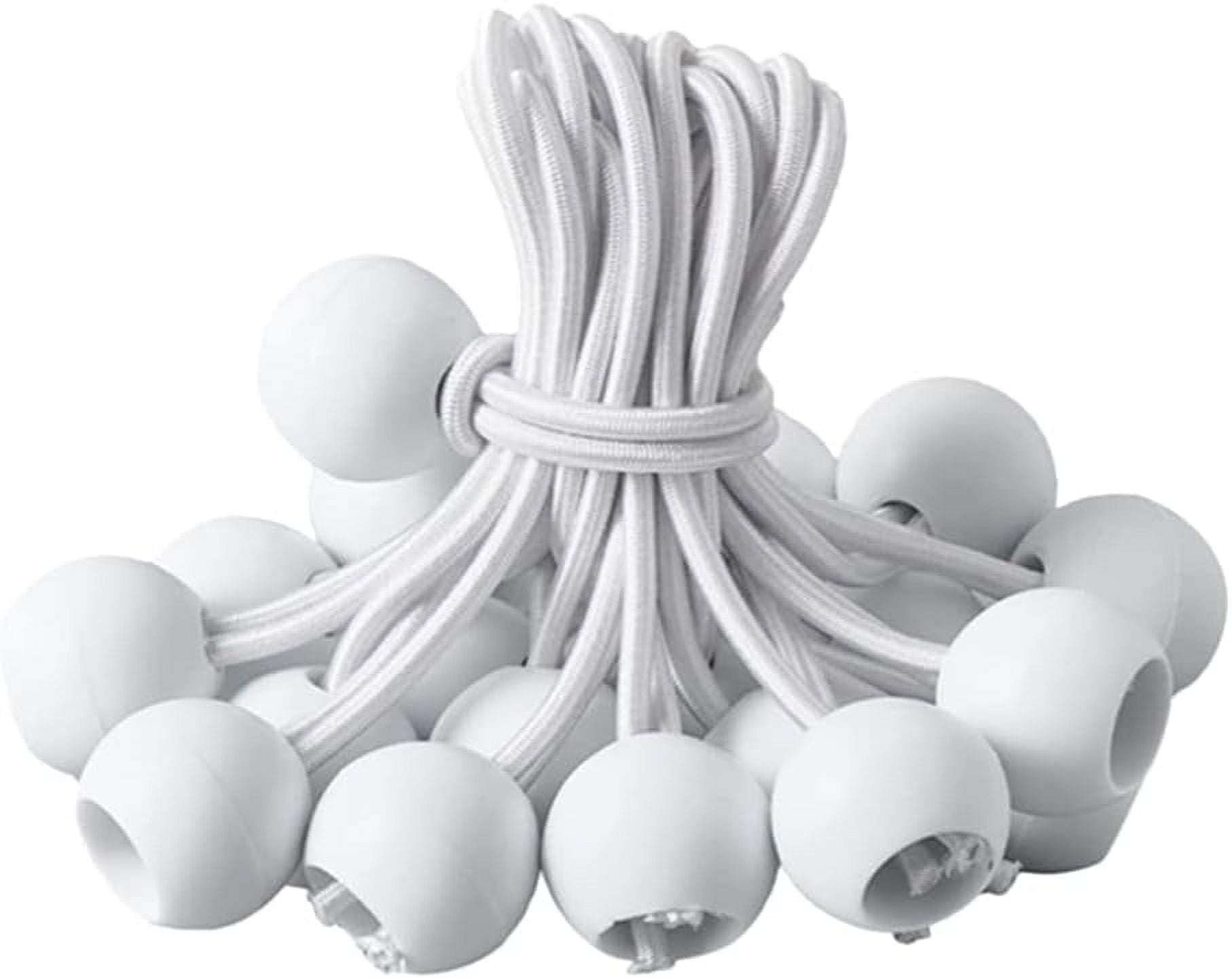 Ball Bungee Cords 10 Inch, 50Pack White Tarp Ball Bungee Ties Heavy ...