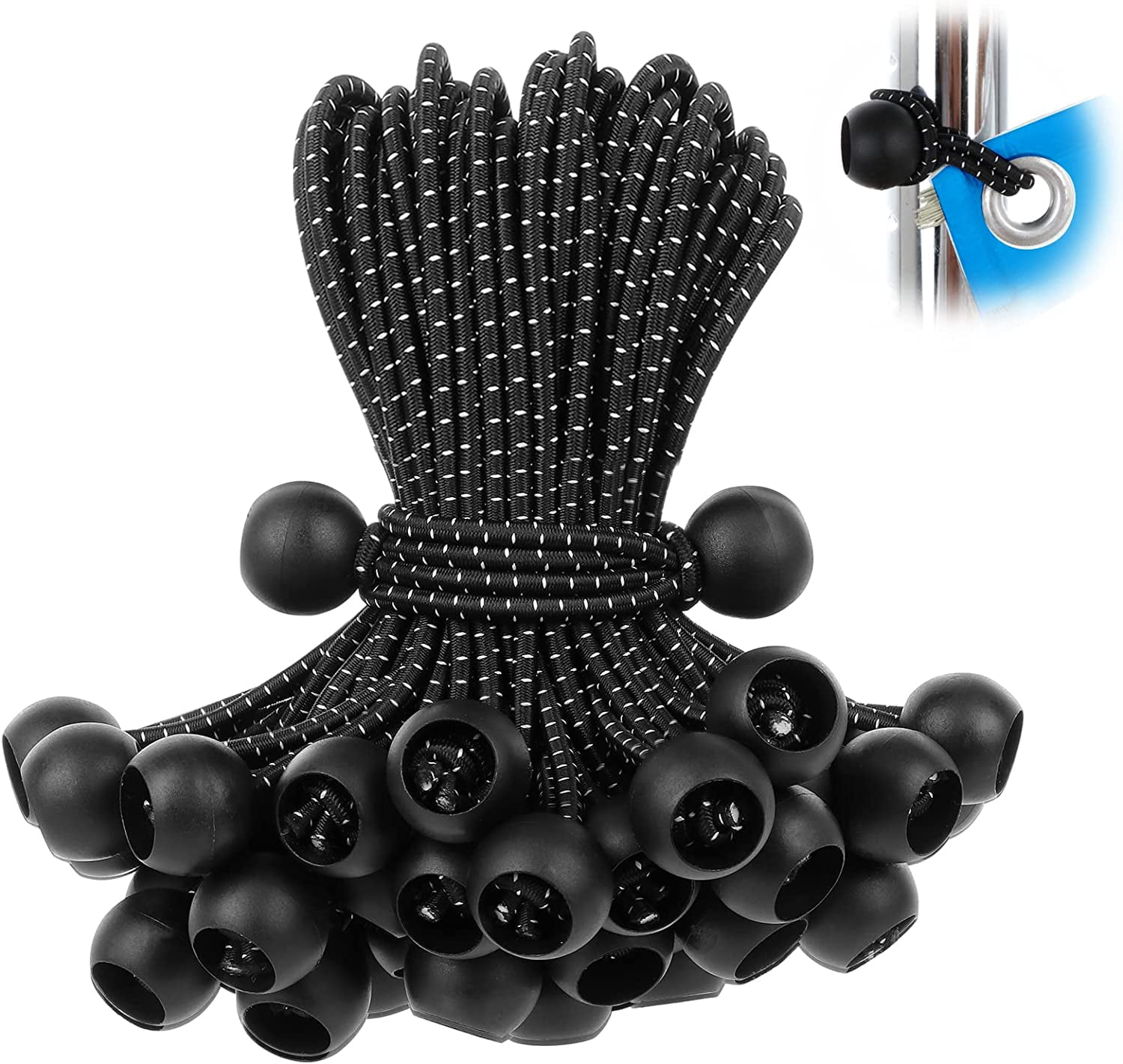Ball Bungee Cords 6 Inch 50 PCS Tarp Ball Bungee Heavy Duty Canopy Tie ...
