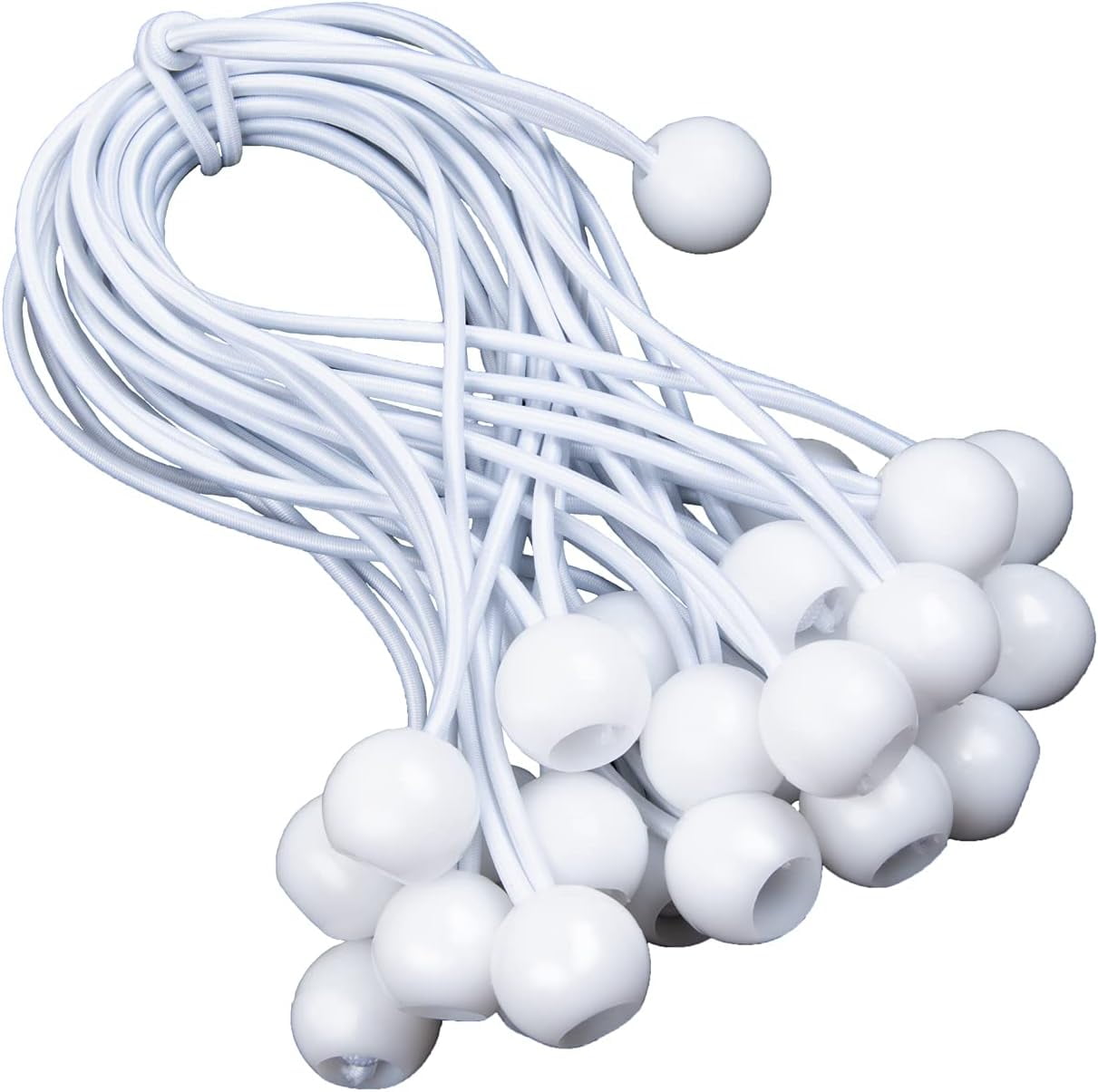 Ball Bungee Cords 9 inch White Elastic String with Ball 1.1 inch Tie ...