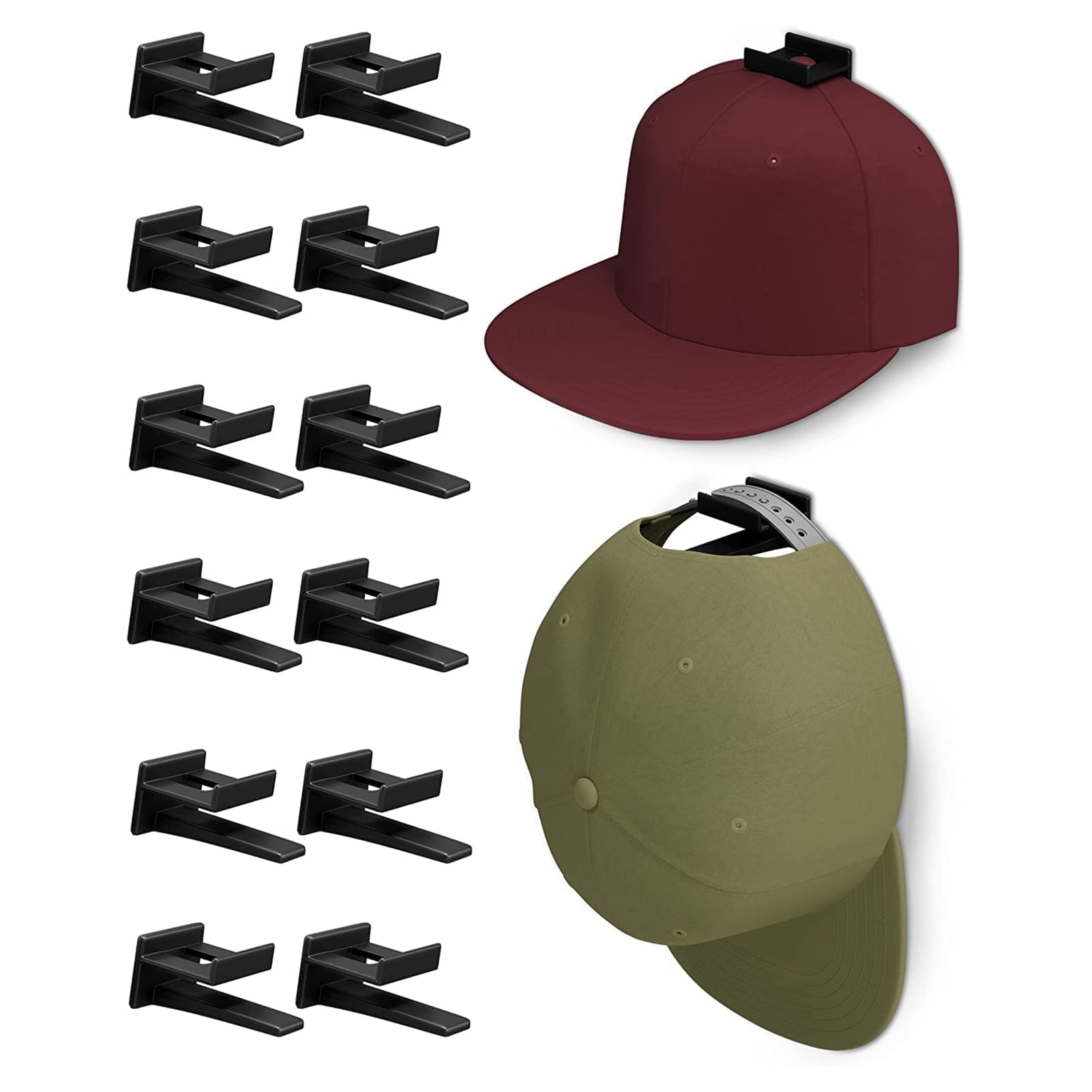 Ball Cap Display Wall Rack - Adhesive Hat Rack Display Hooks for Wall ...
