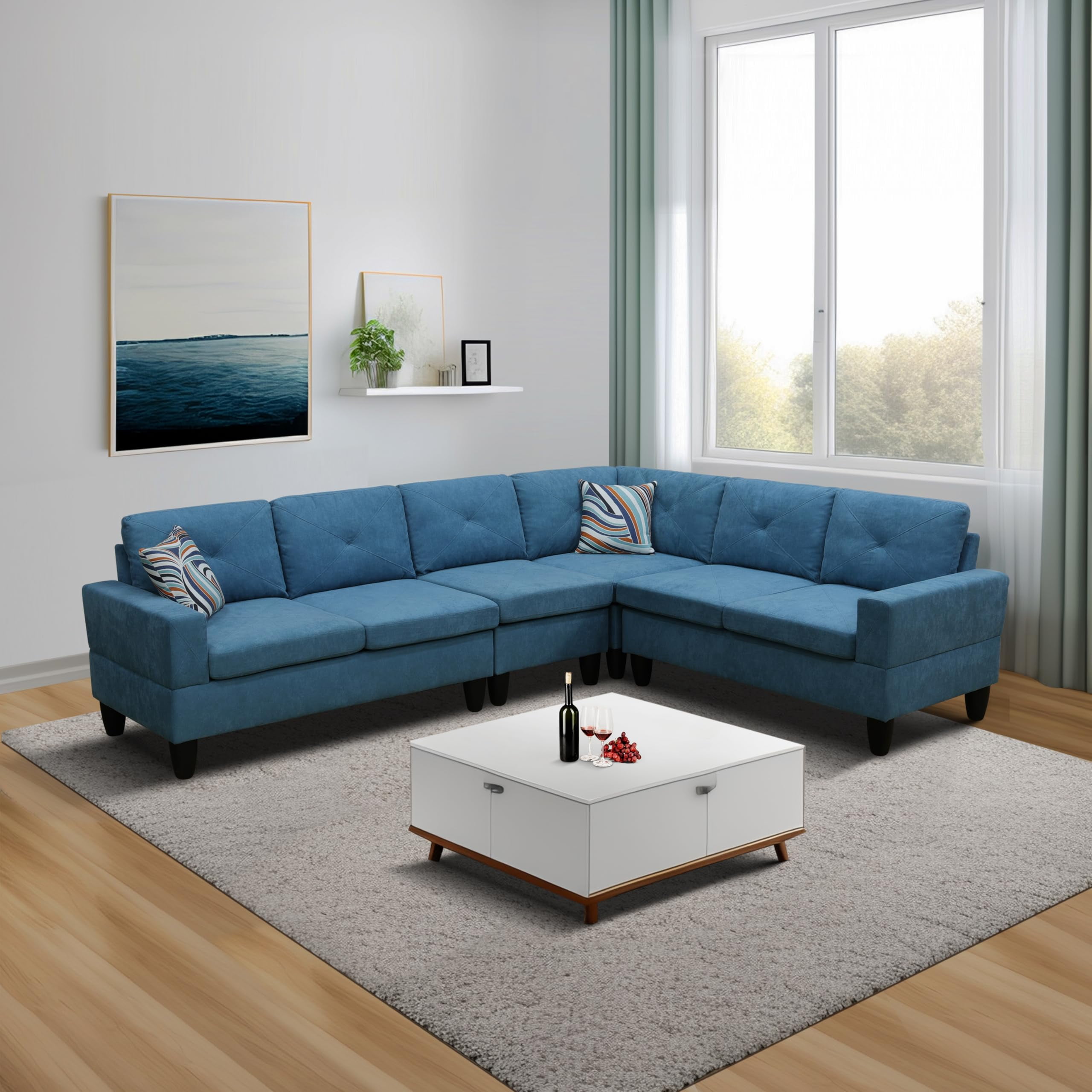 Ball & Cast Calico 4-Piece Couch Living Room Couch Set with Sofa and ...