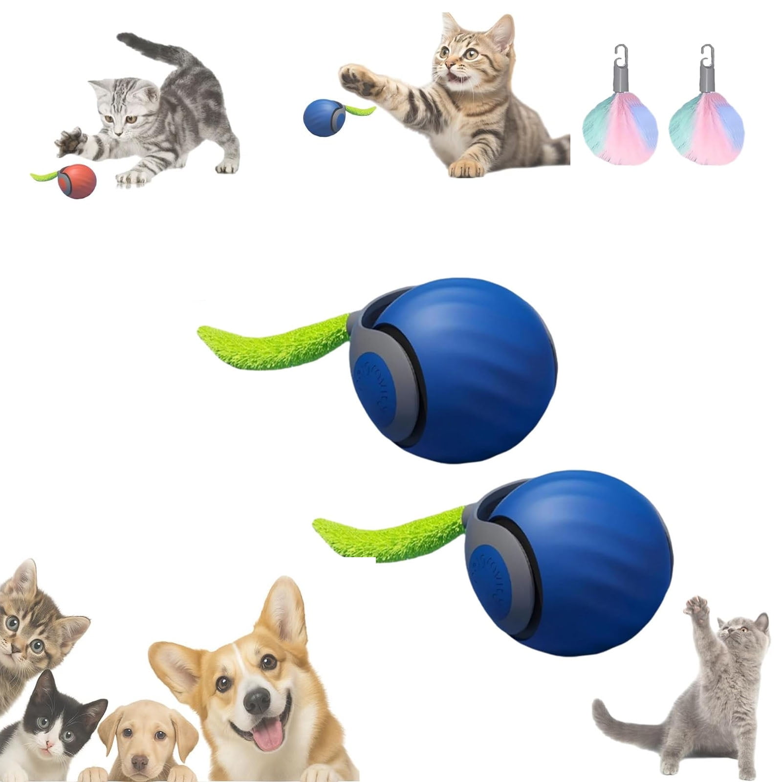 Ball Cat Toy, Starkball Cat Toy with Replacement Tail, Smart Modes ...
