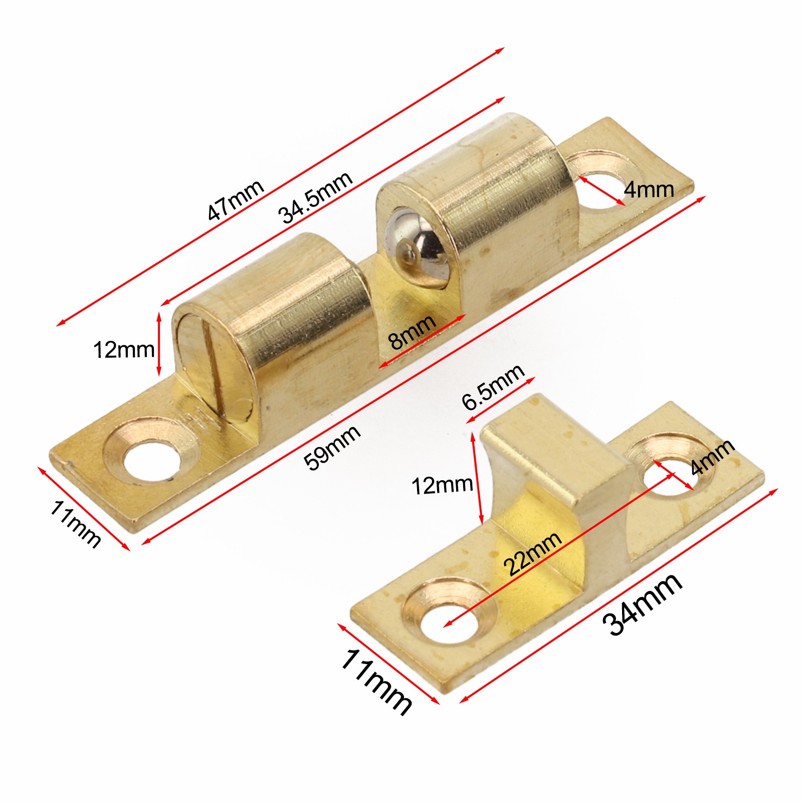 Ball Catch Solid Brass Adjustable Double Ball Tension Roller Catch ...