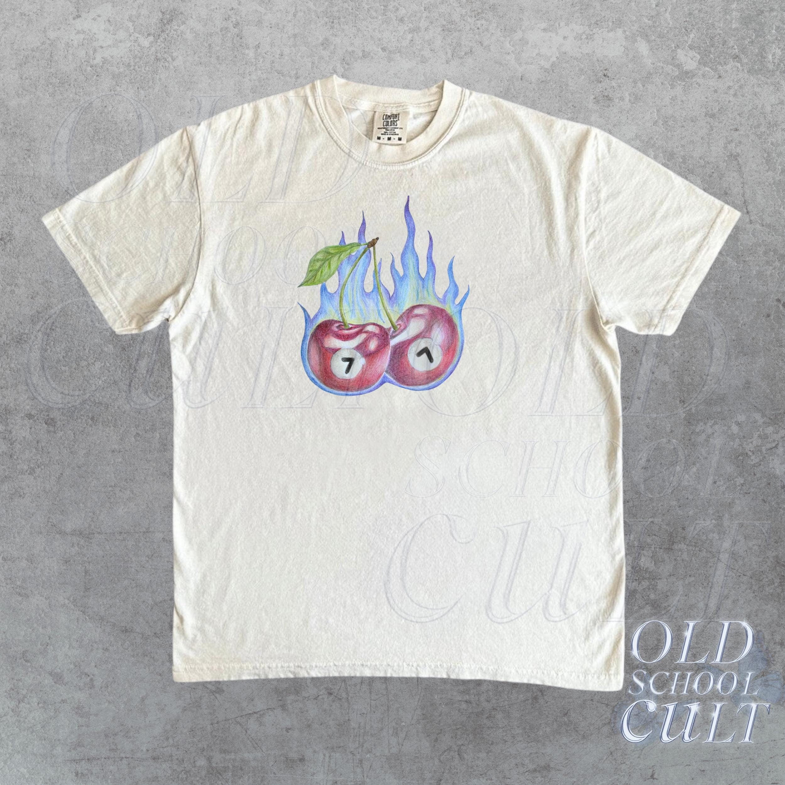 Ball Cherry On Fire Style Tshirt, Retro Y2k Lucky Cute Shirt, Cherry ...