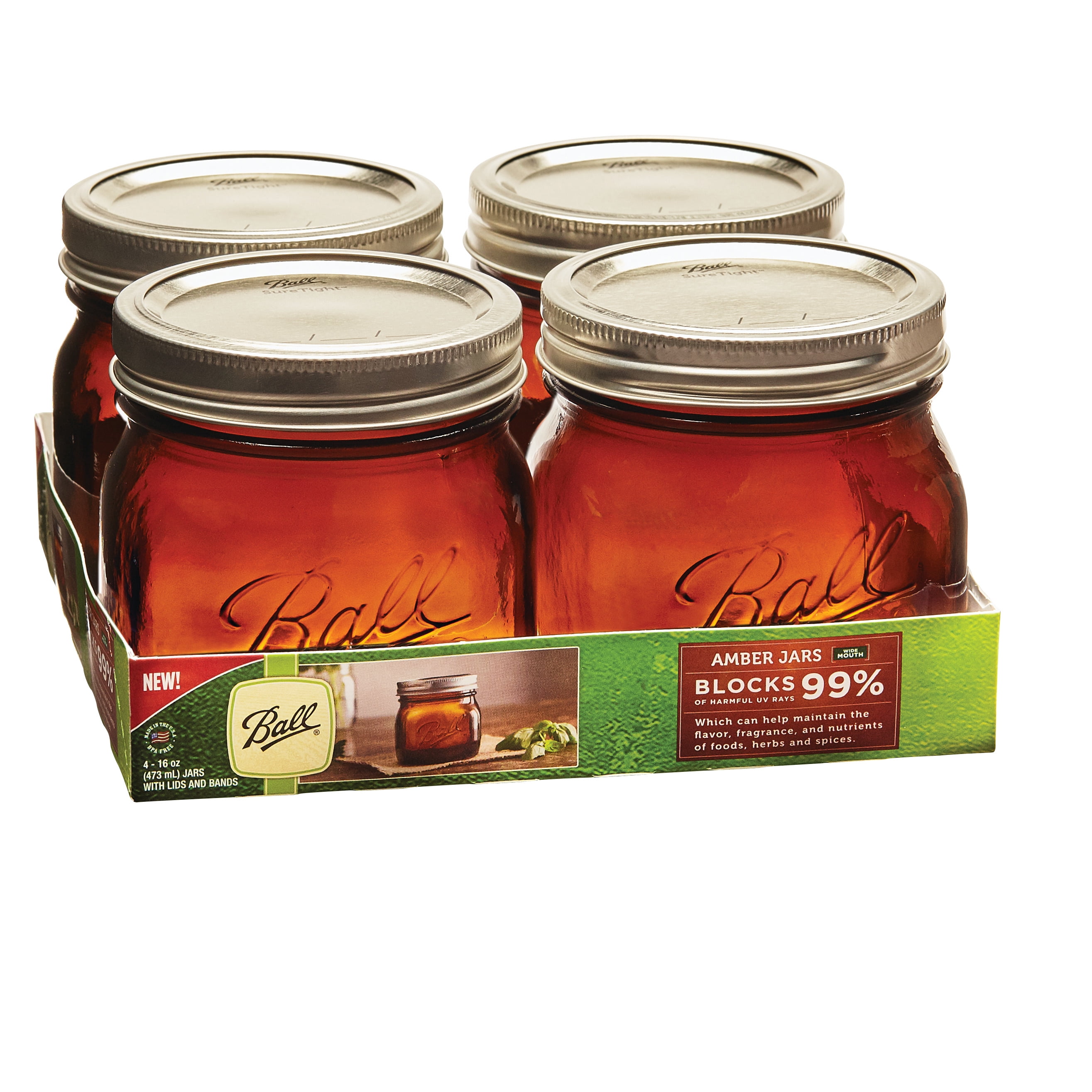 Ball Collection Elite Wide Mouth Canning Jars 1 pt 4 pk - Walmart.com