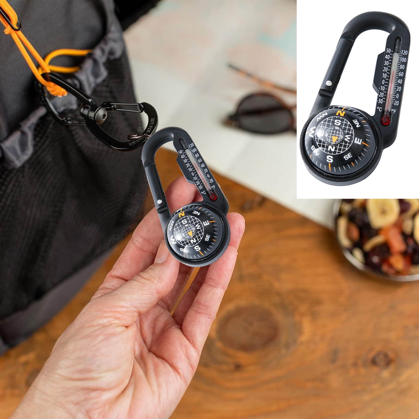 Ball Compass And Carabiner Multifunctional Outdoor Compass - Walmart.com