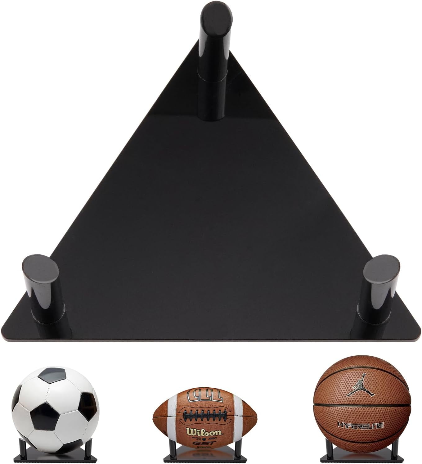 Ball Display Stand with Anti-slip Mat, 1.3inch Pegs Sleek Holder for ...